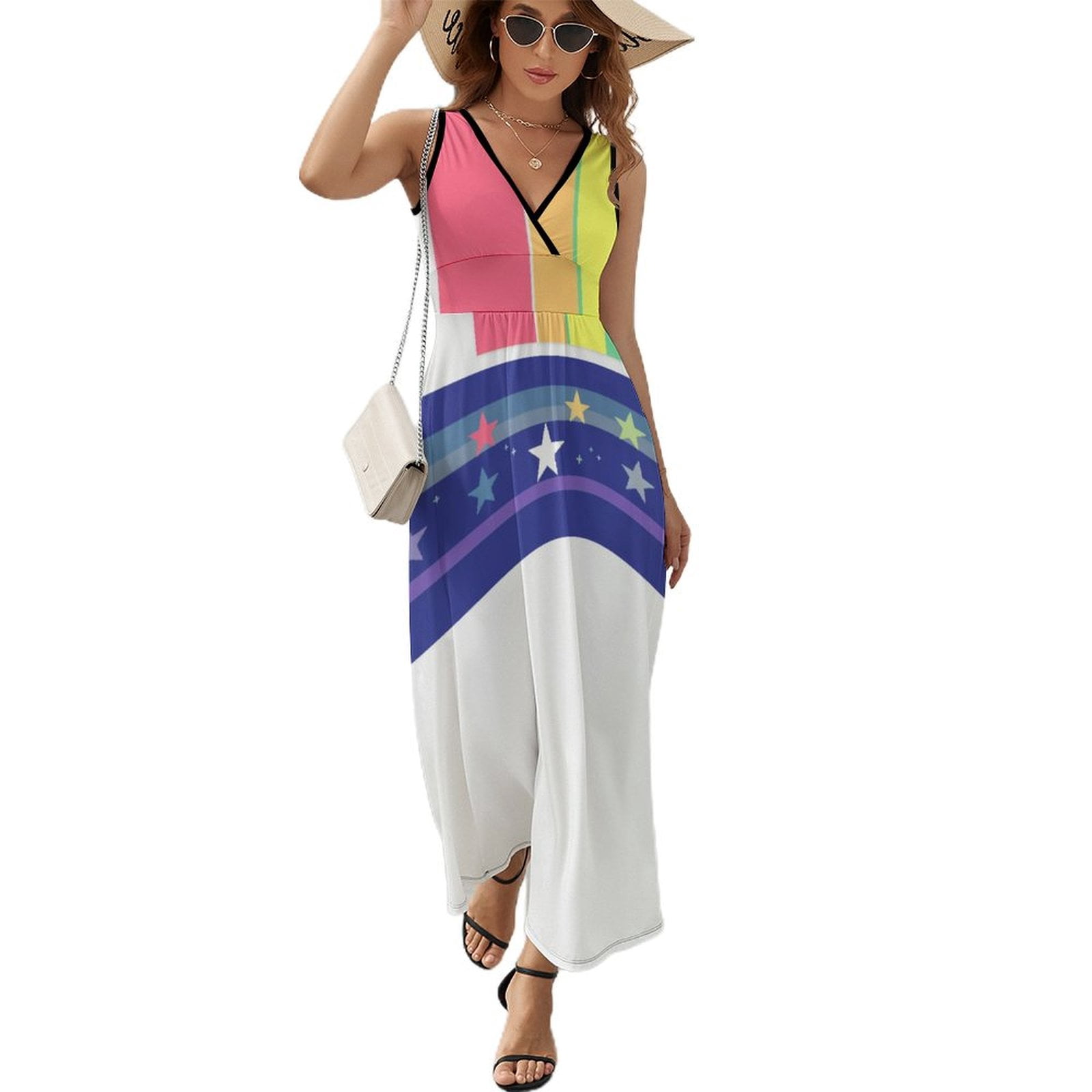 Sleeveless Dress Colored Stars Summer Women's Clothing Dresses ...