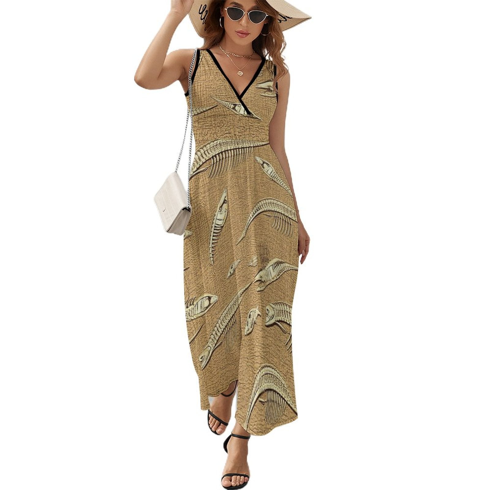 Sleeveless Dress Fish Bones Skeleton Fossils Summer Women's Clothing ...