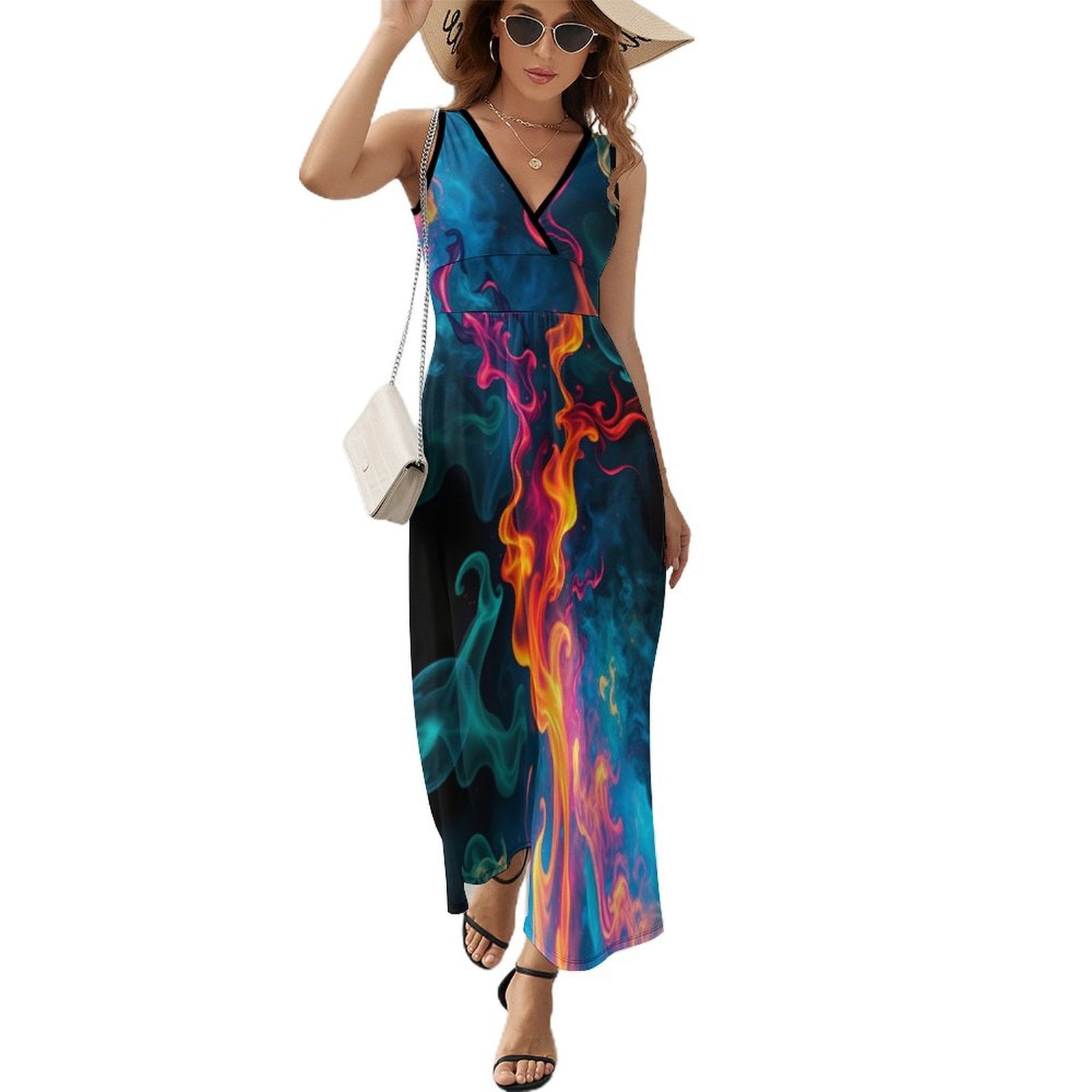 Sleeveless Dress Flame Combustion Summer Women's Clothing Dresses ...