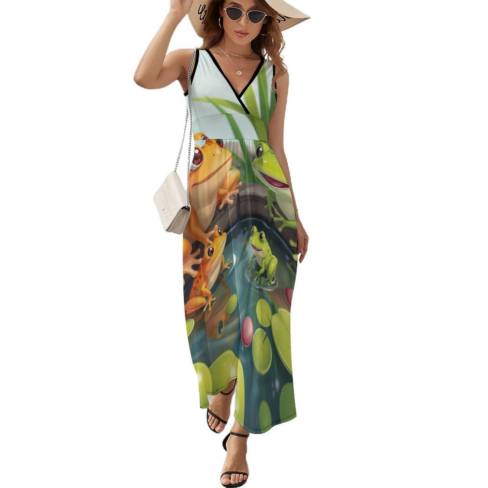 Sleeveless Dress Frog in The Pond Summer Women's Clothing Dresses ...