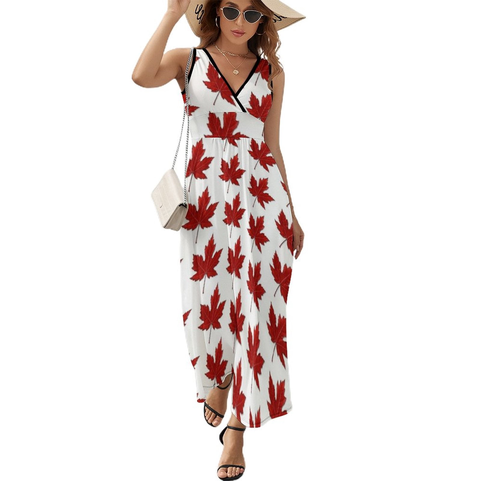 Sleeveless Dress Maple Leaf Canadian Flag party dresses women luxury ...