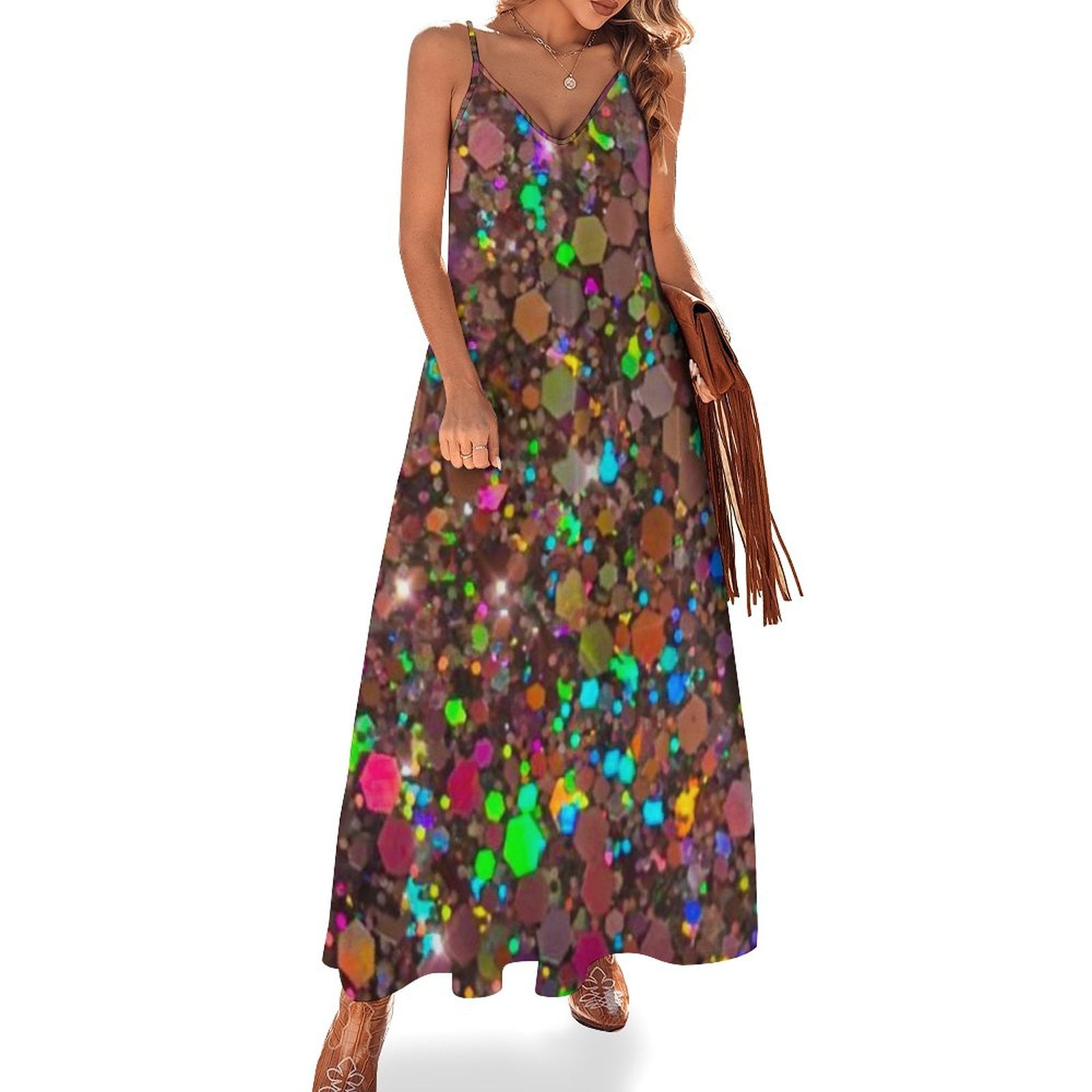 Sleeveless Dress Midcentury Modern Vertical Geometric Pattern in Mid ...