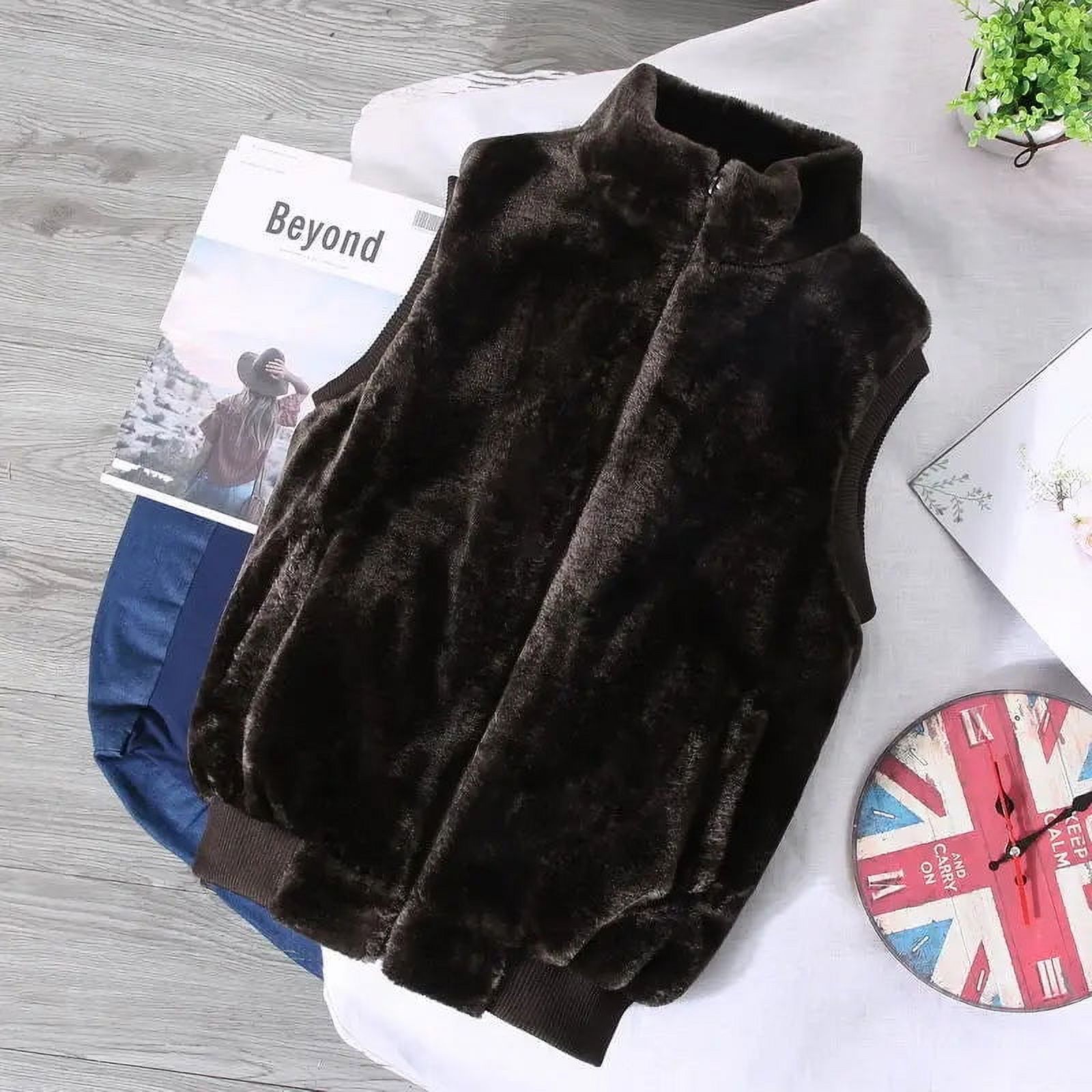 Sleeveless Jacket Men Hooded Warm Thermal Witnter Faux Fur Vest Male ...