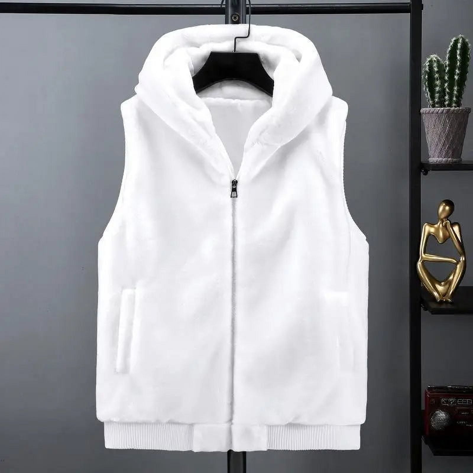 Sleeveless Jacket Men Hooded Warm Thermal Witnter Faux Fur Vest Male ...