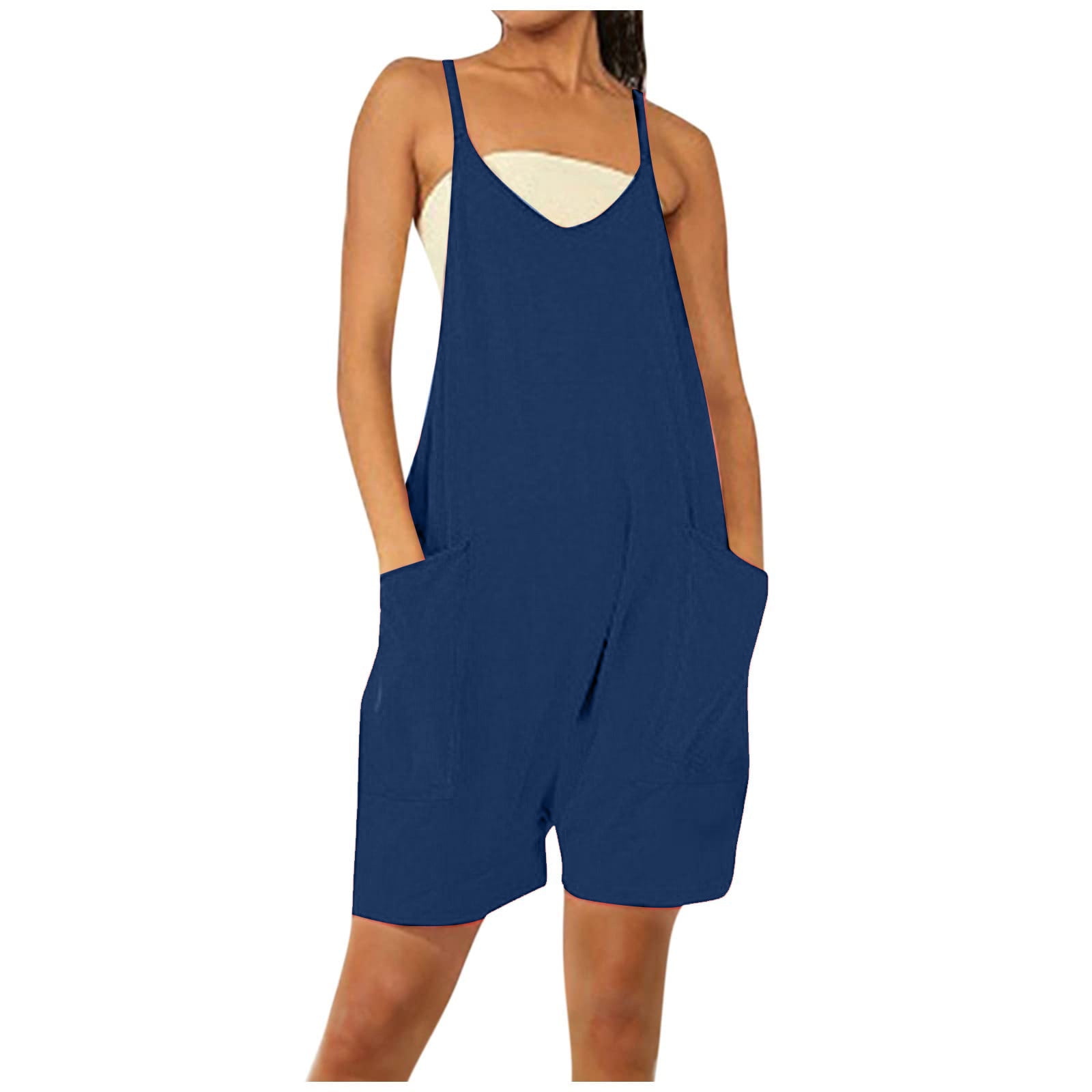 Sleeveless Jumpsuits for Women Baggy Summer Linen Short Casual Romper ...