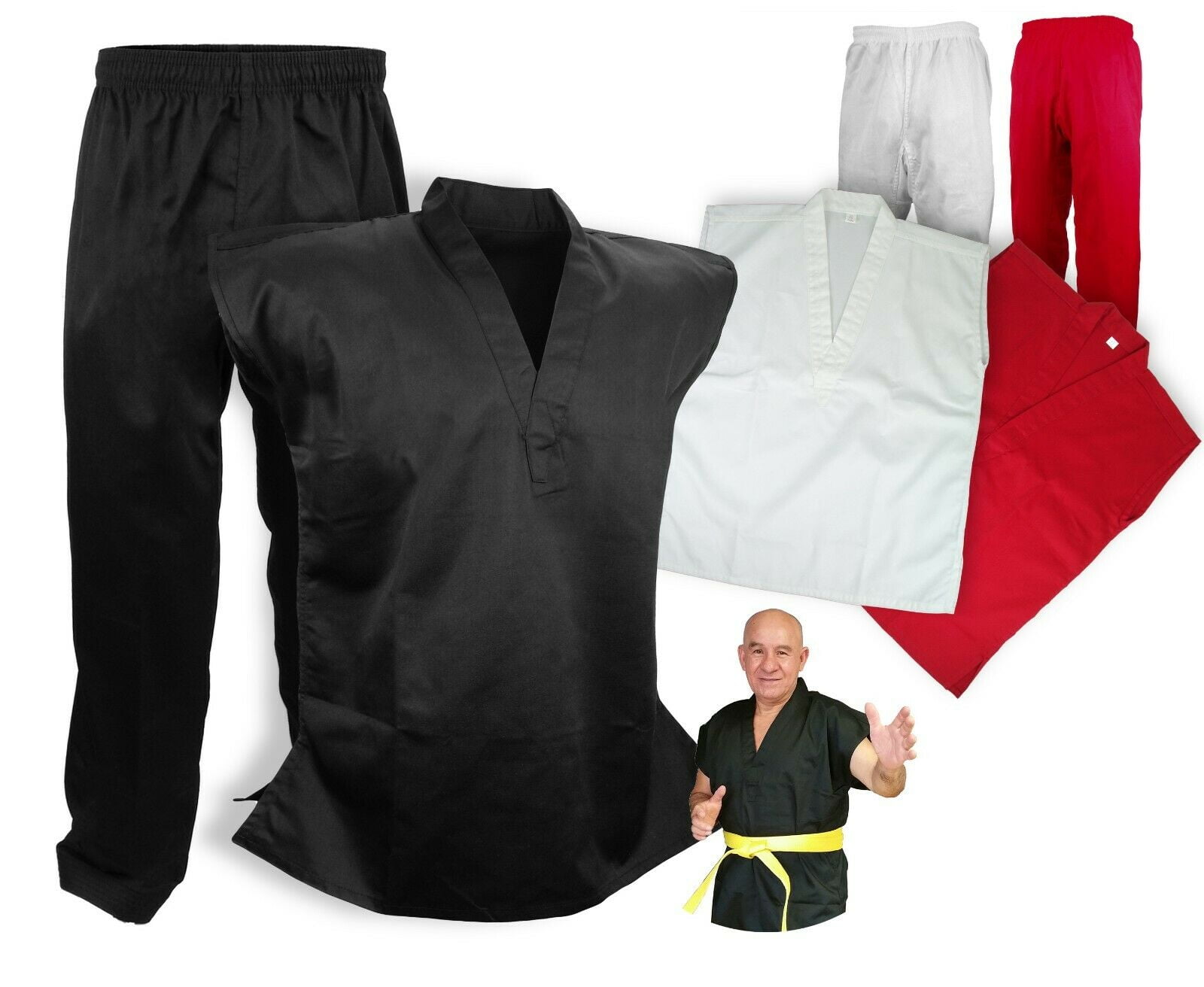 Sleeveless Martial Arts Uniform Gi Karate Taekwondo Kimono V-neck Set ...