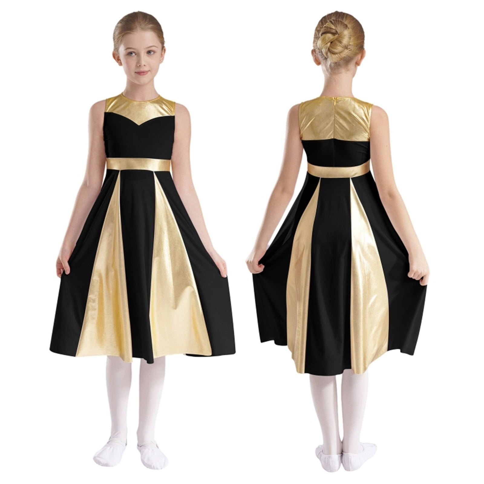 Sleeveless Metallic Praise Dance Dress Lyrical Dance Costume Liturgical ...