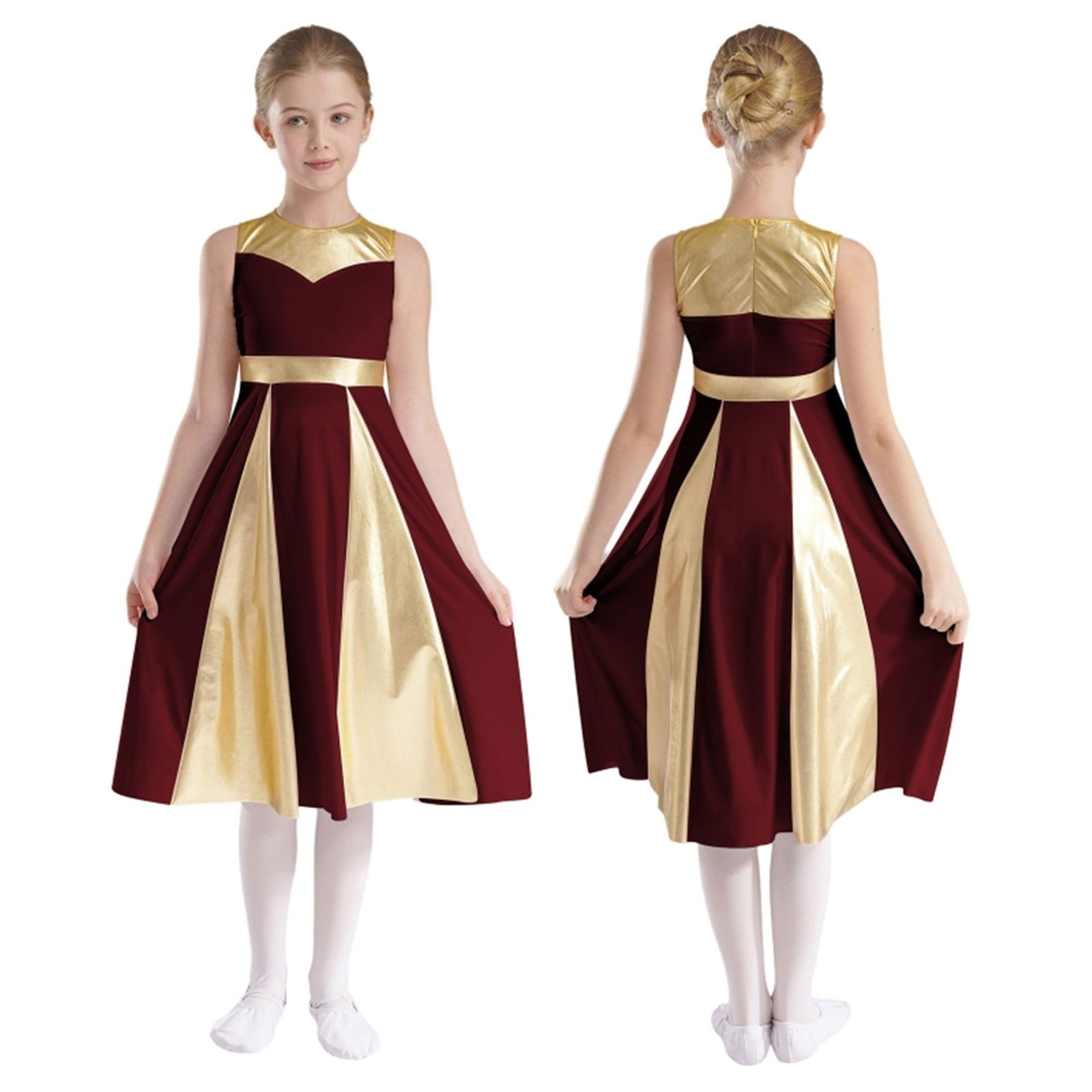 Sleeveless Metallic Praise Dance Dress Lyrical Dance Costume Liturgical ...