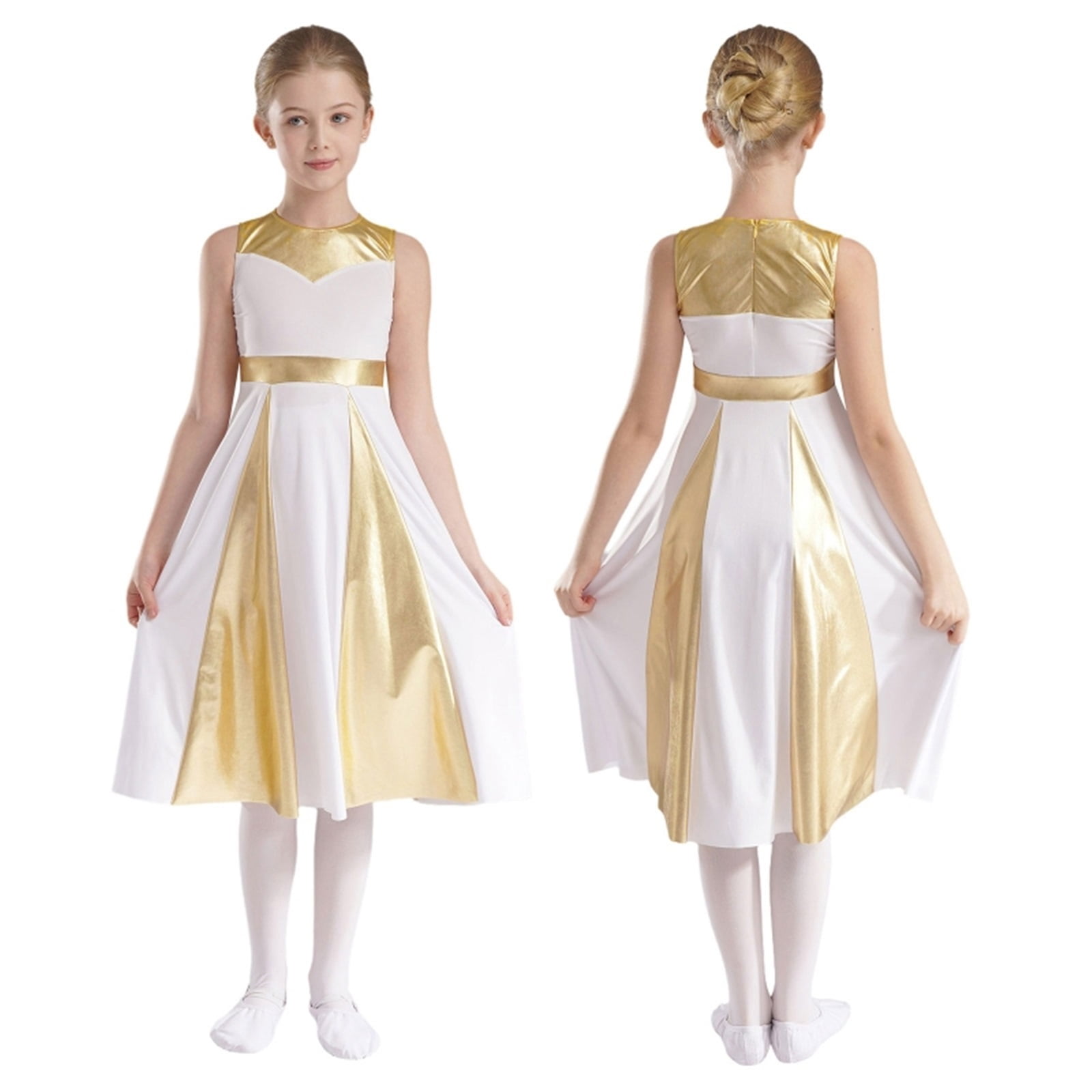 Sleeveless Metallic Praise Dance Dress Lyrical Dance Costume Liturgical ...