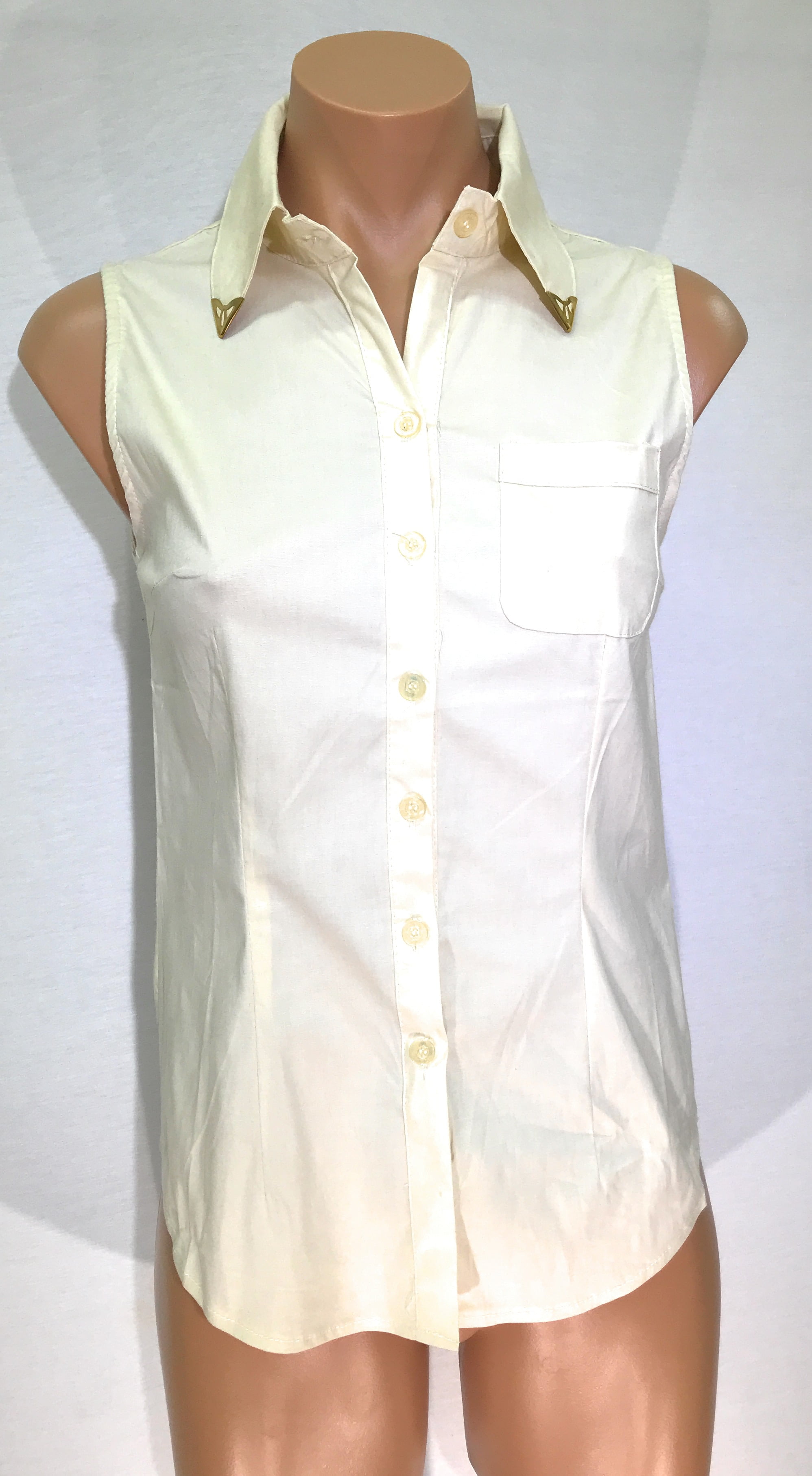 Sleeveless One pocket Button Down Shirt - Walmart.com