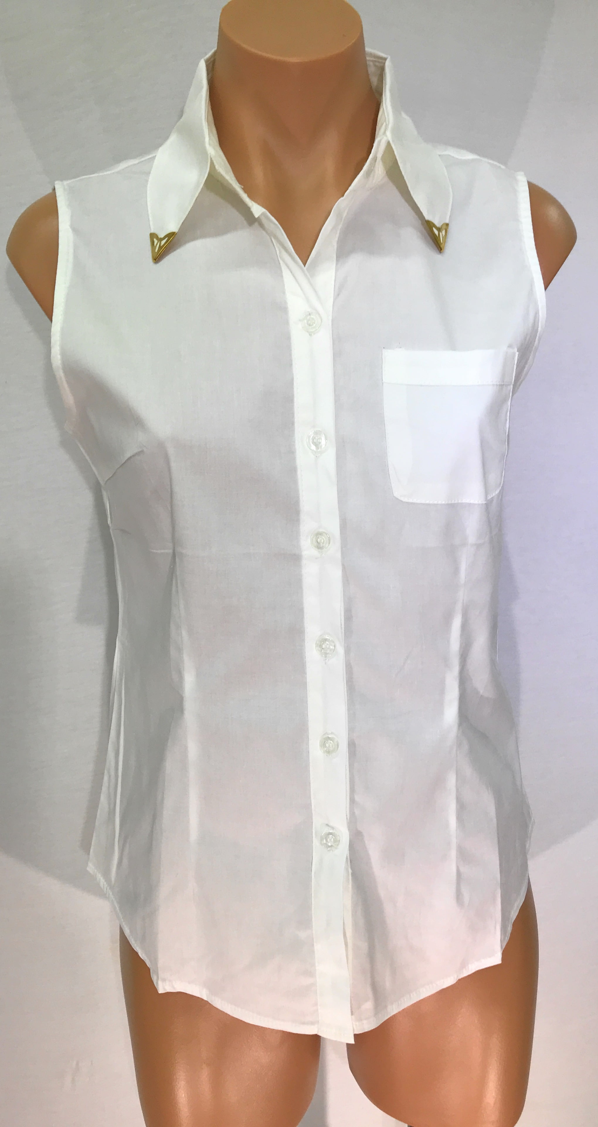 Sleeveless One pocket Button Down Shirt - Walmart.com