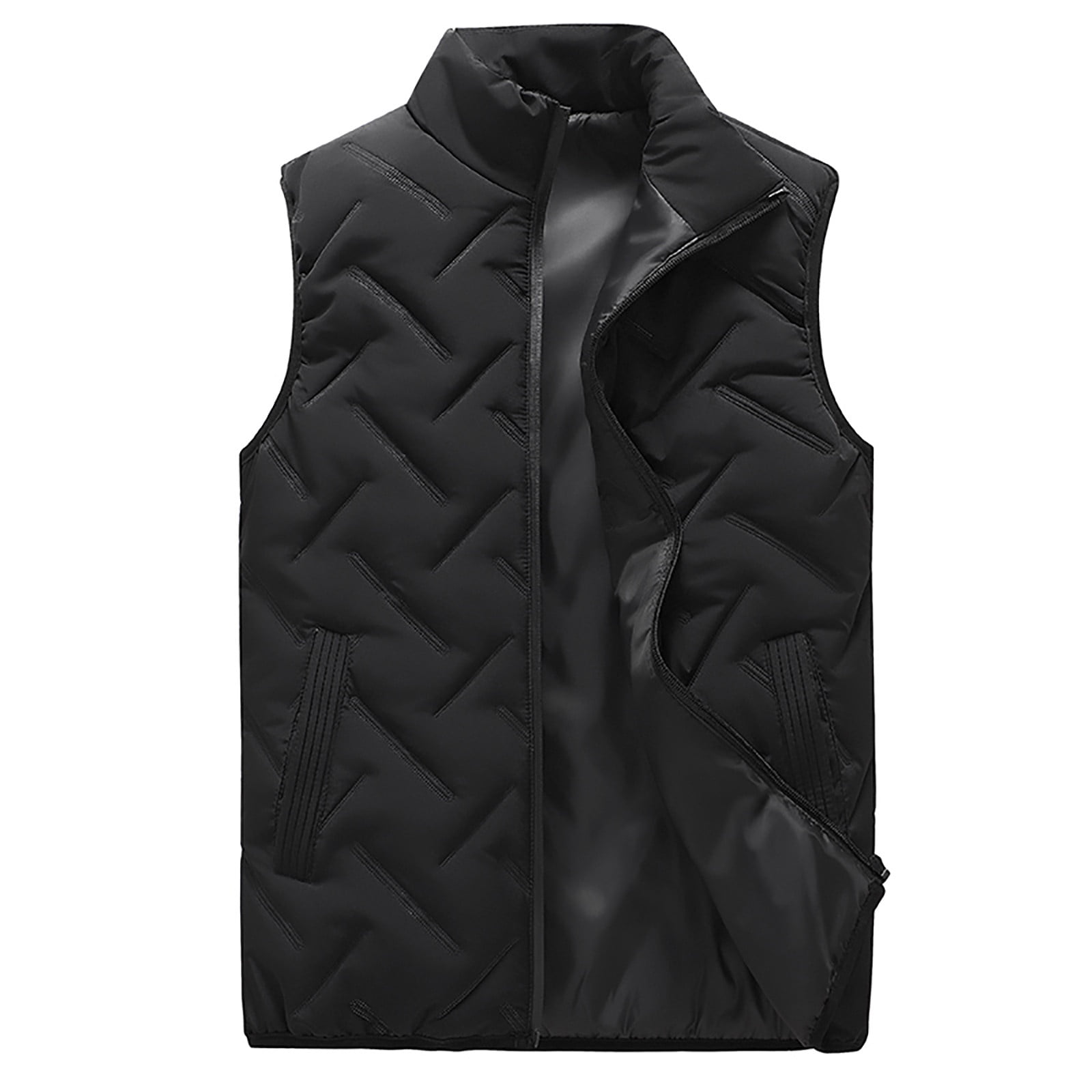 Sleeveless Puffer Jacket for Men and Women Stand Collar Zip Up Jacket ...