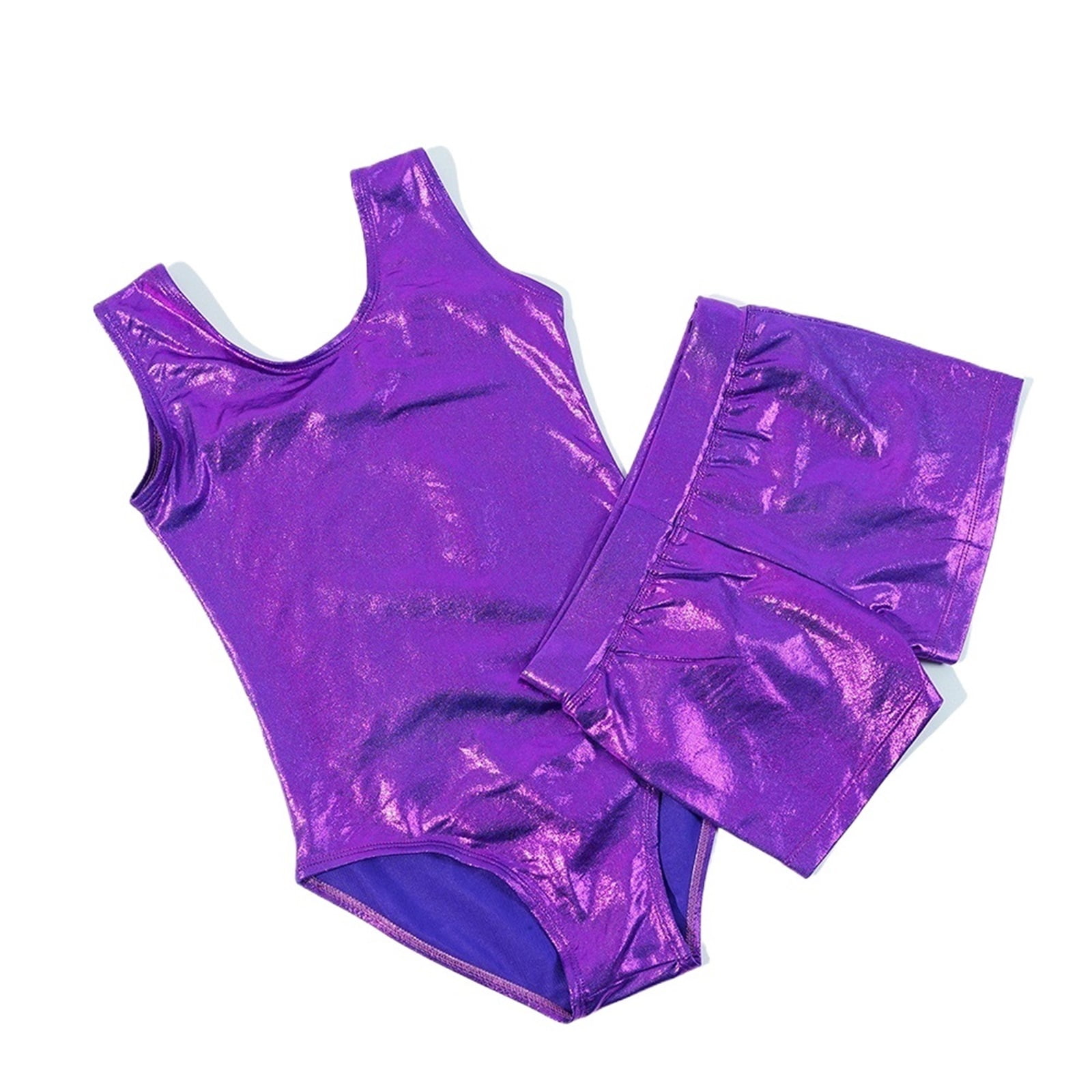 Sleeveless Shiny Girls Gymnastic Dance Trainingwear Tank Leotard With ...