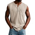 Sleeveless Shirts for Men, Men's Sleeveless Henley Tank Top with Pocket ...