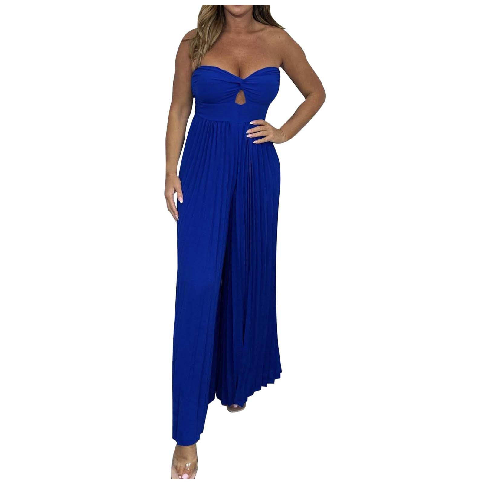 Sleeveless StraplessSlim Fit Chest Wrap Jumpsuit Sequin Dresses plus ...