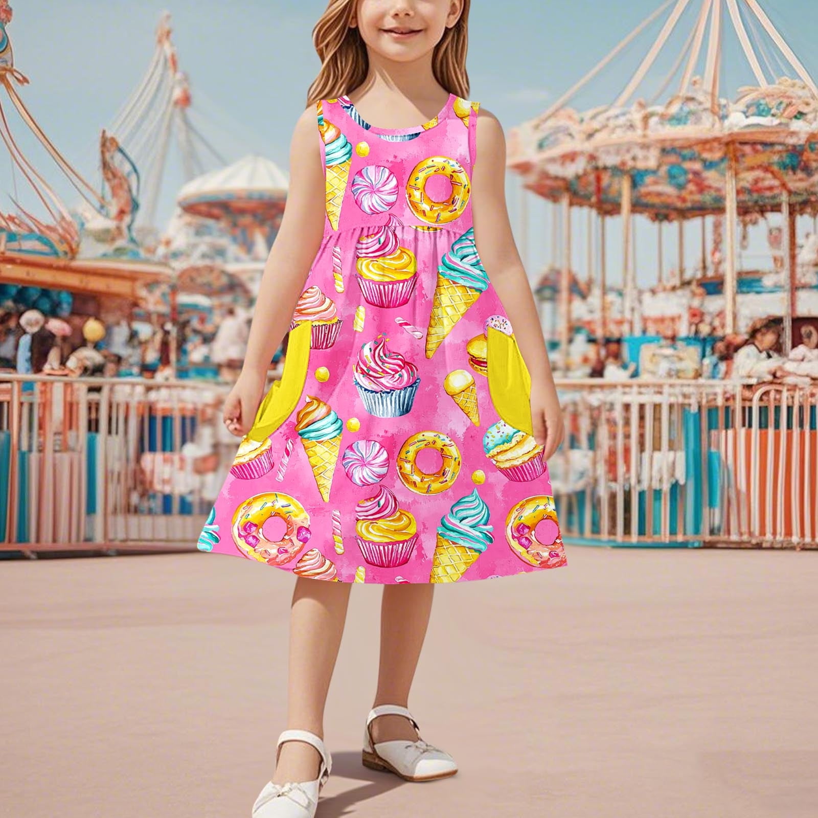 Sleeveless Stretchy Dress A Line Twirly Skater School Recital Dress ...