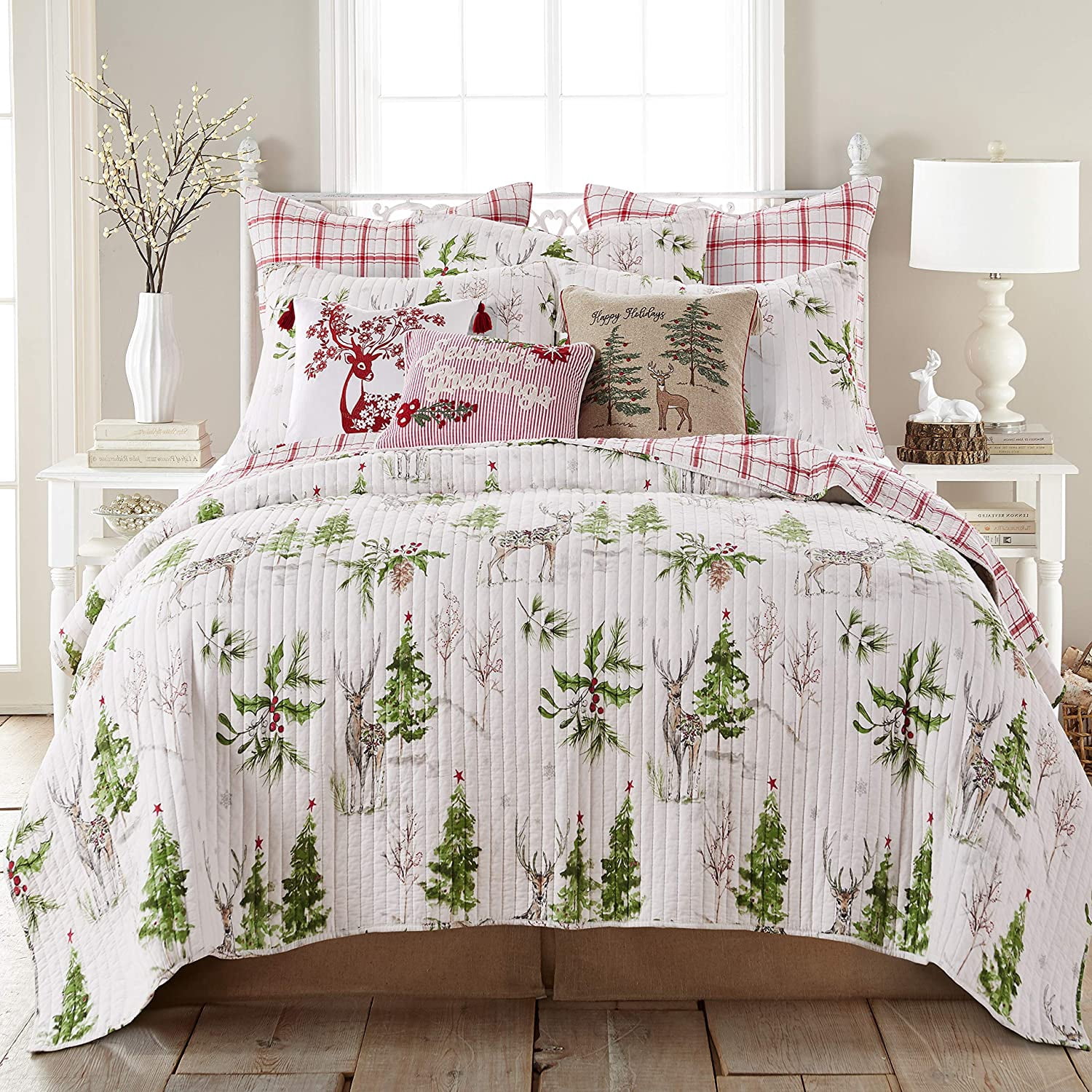 Sleigh Bells Quilt - Full/Queen Holiday Quilt 88x92 - Christmas Tree ...