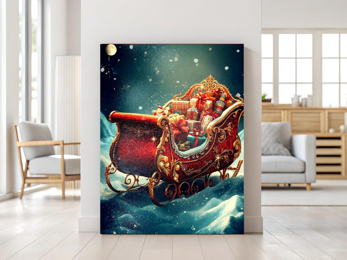 Sleigh With – Fairytale Poster, Luxurious Santa Sleigh, Poster In: A1 ...