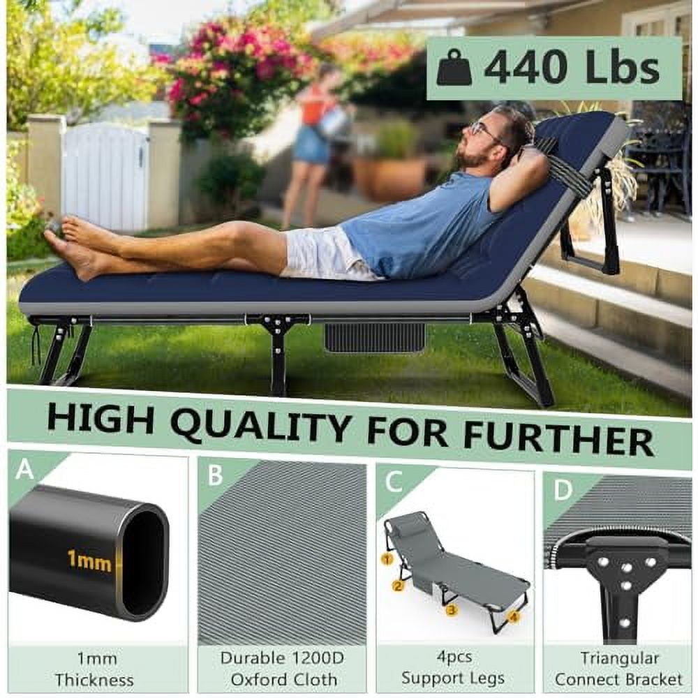 Slendor 3 in 1 Folding Camping Cot Bed, 5 Positions Adjustable Patio ...