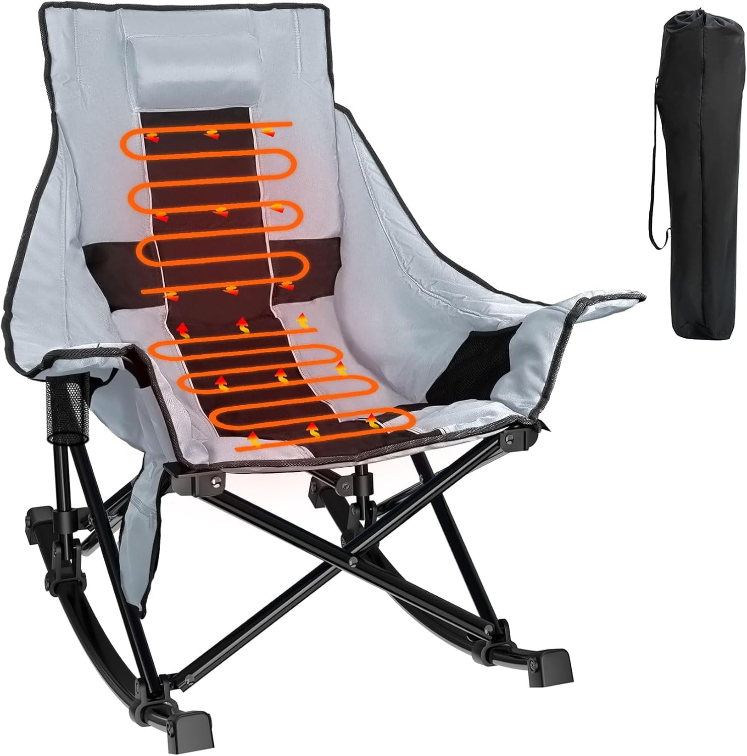 Slendor Oversized Rocking Camping Chair, Heated Camping Chair with 3 ...