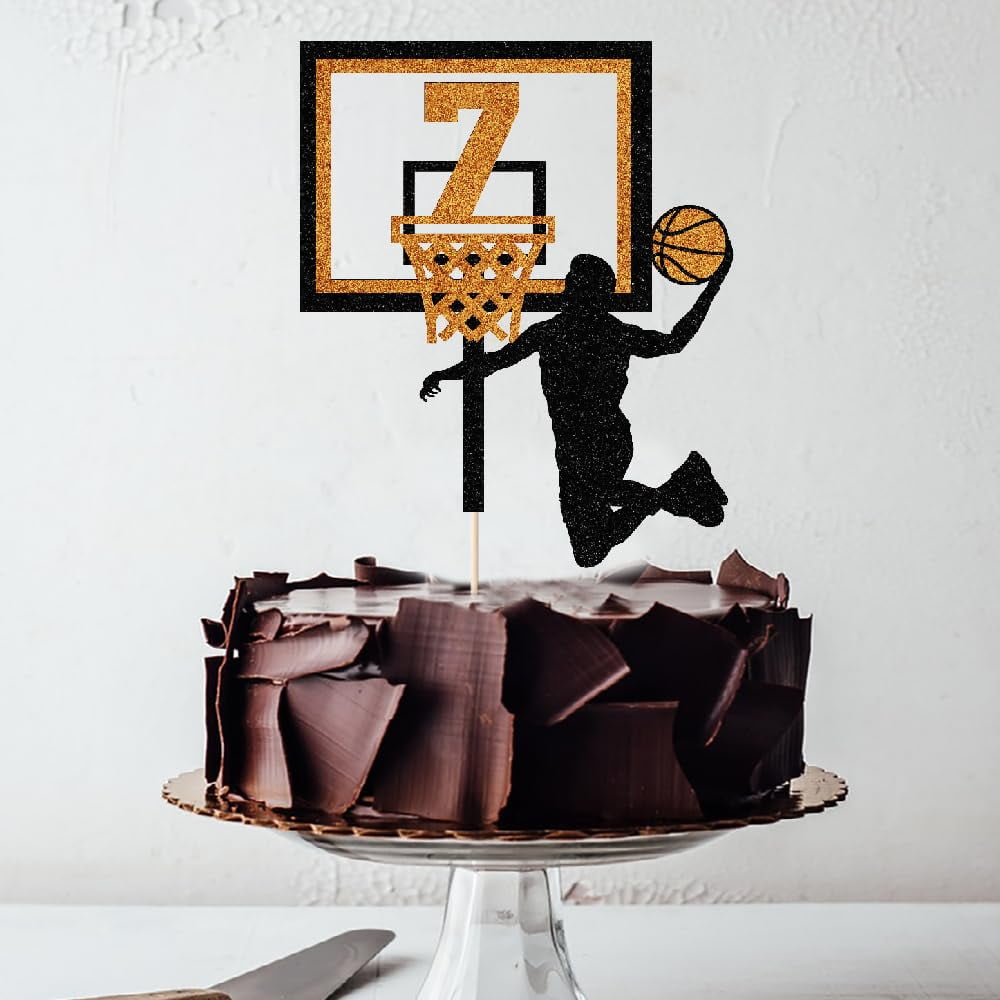 Sleyberoy Basketball Cake FEV6 Topper-Basketball Happy 7th Birthday ...