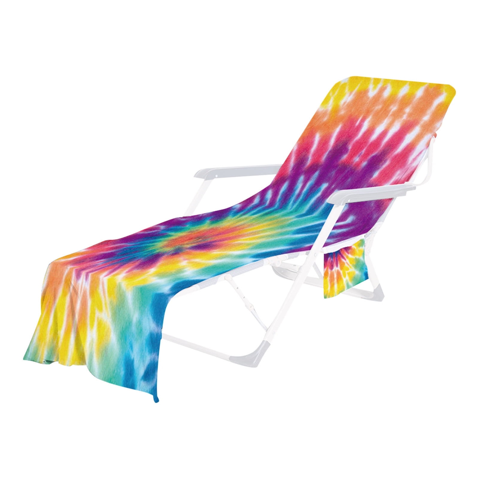 Slhenay Beach Chair Cover with Side Pockets Thick and Quick Dry Chaise ...