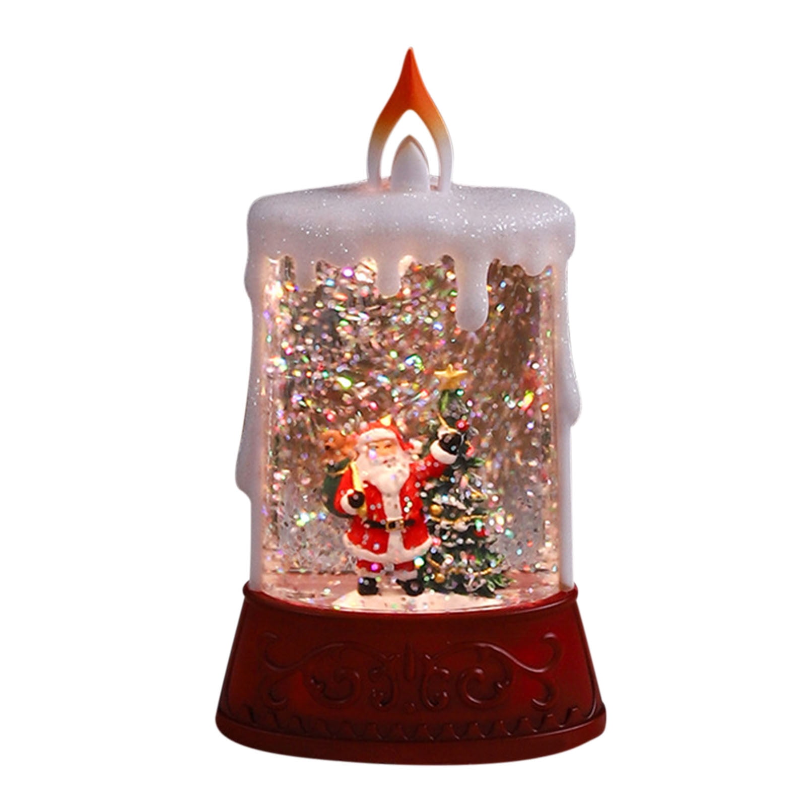 Slhenay Christmas Snow Globe Lantern, Candle Shaped Snow Lantern ...