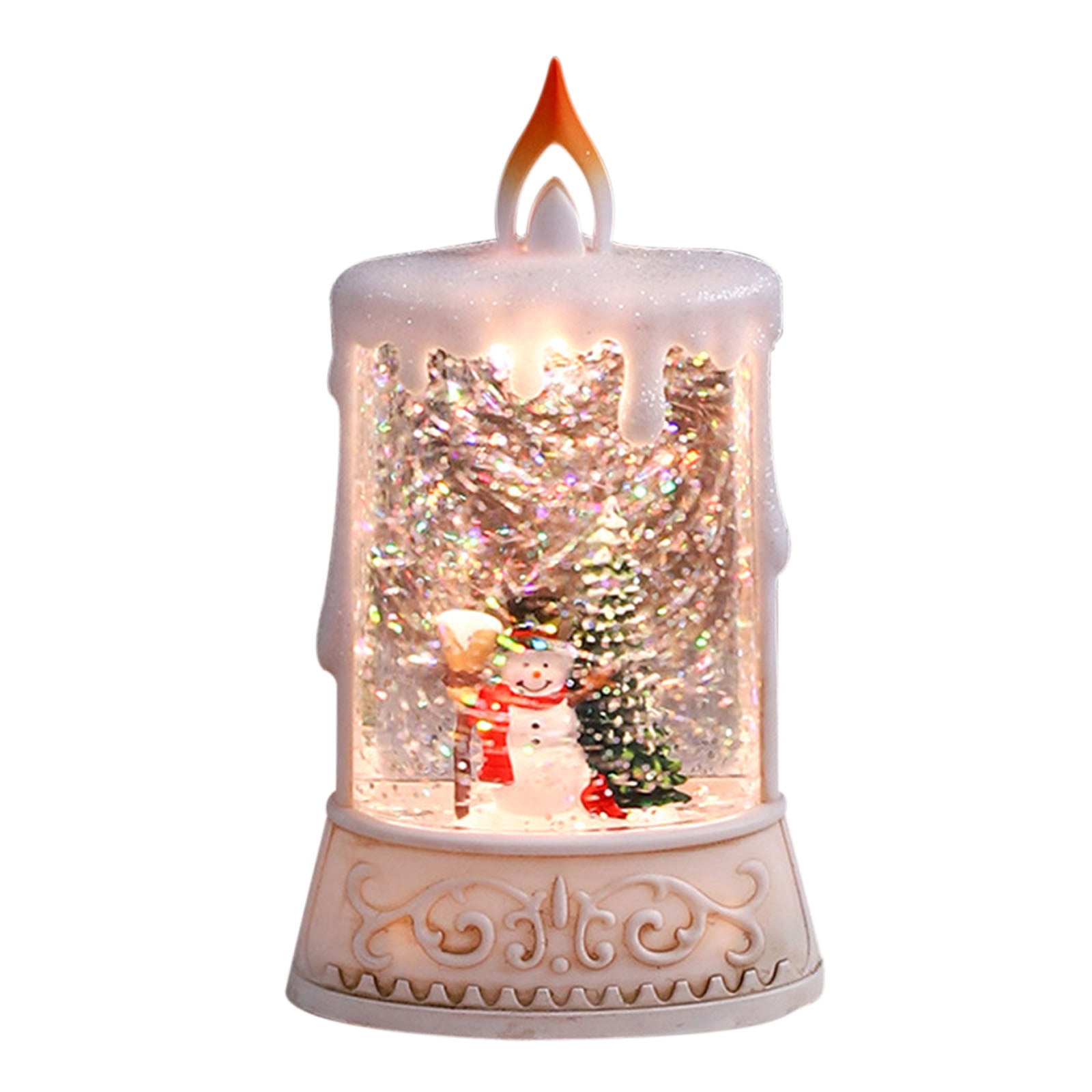 Slhenay Christmas Snow Globe Lantern, Candle Shaped Snow Lantern ...