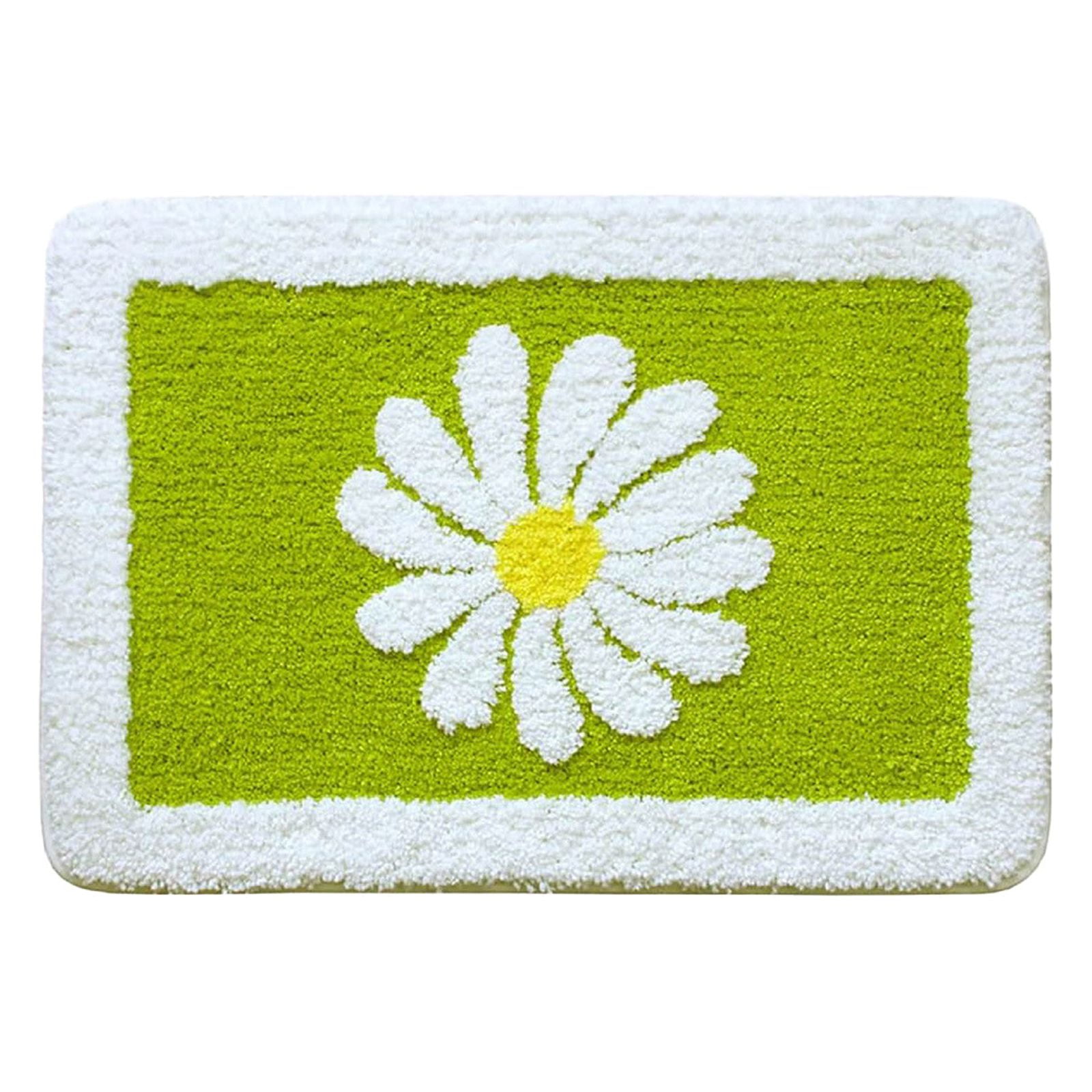 Slhenay Daisy Bathroom Rug Non Slip Bath Mat Water Absorbent Super Soft ...