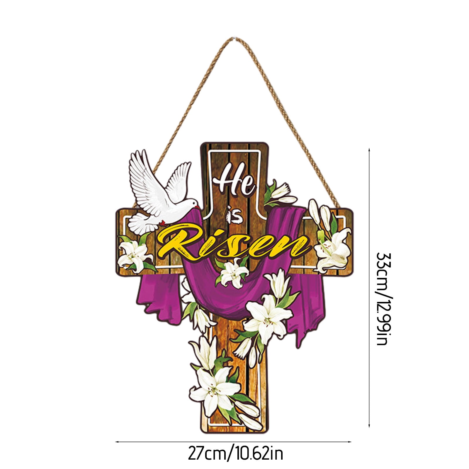 Slhenay Easter Door Wreath He is Risen Door Hanger Wooden Easter Door ...