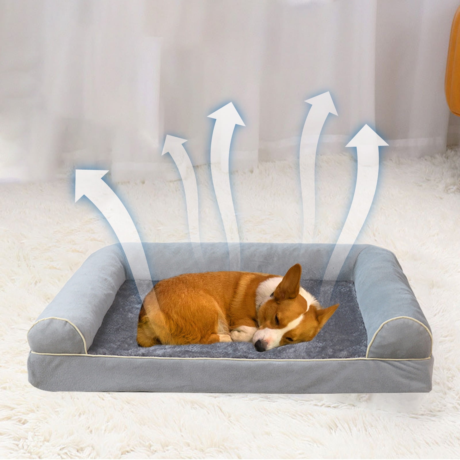 Slhenay Puppy Beds Sofa Bed Rectangle Washable Dog Bed, Warming ...