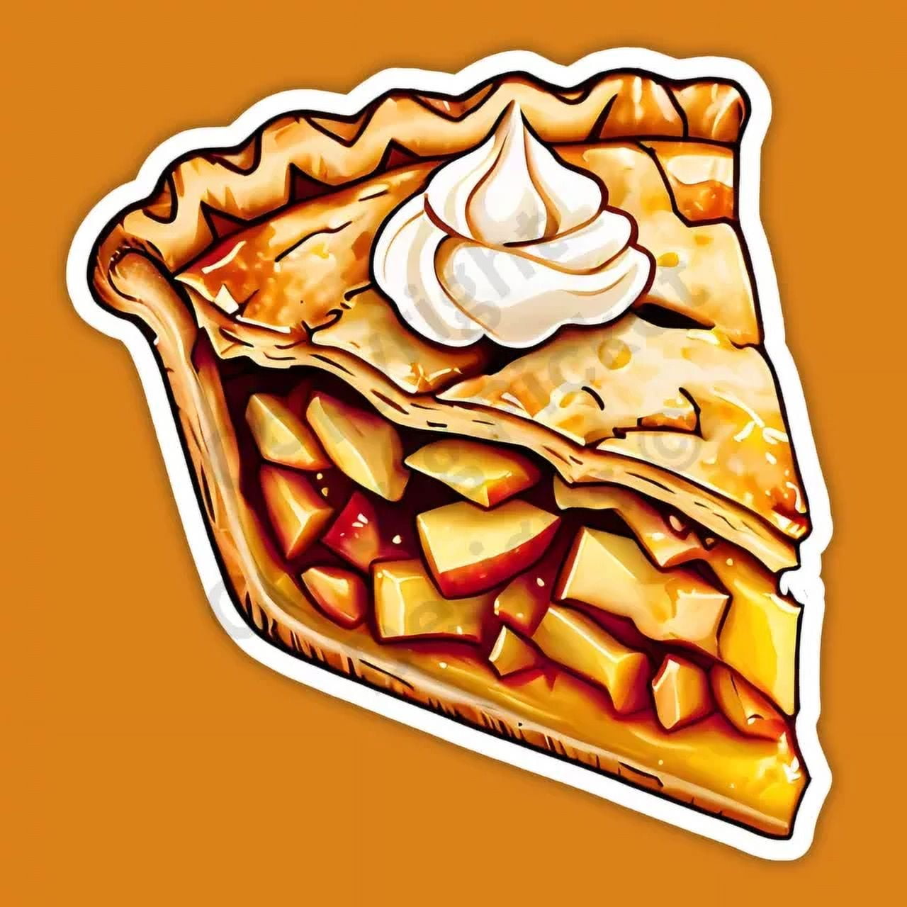 Slice Of Apple Pie With Whipped Cream Food Dessert Sticker Phone Decal ...
