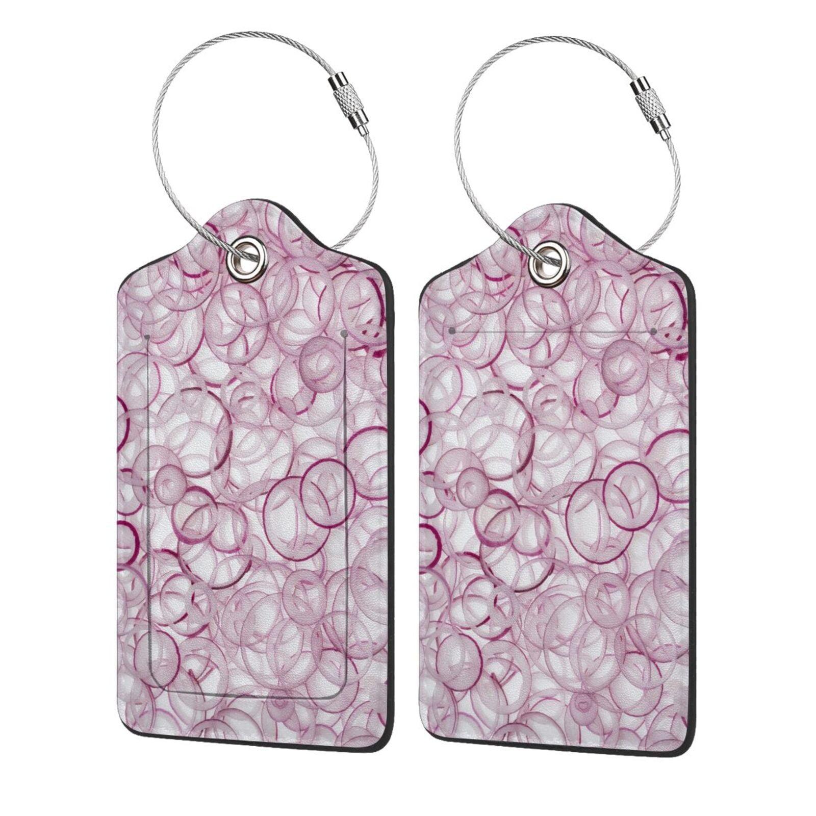 Slice Red Onion Rings Pattern Luggage Tags for Suitcase PU Privacy ...