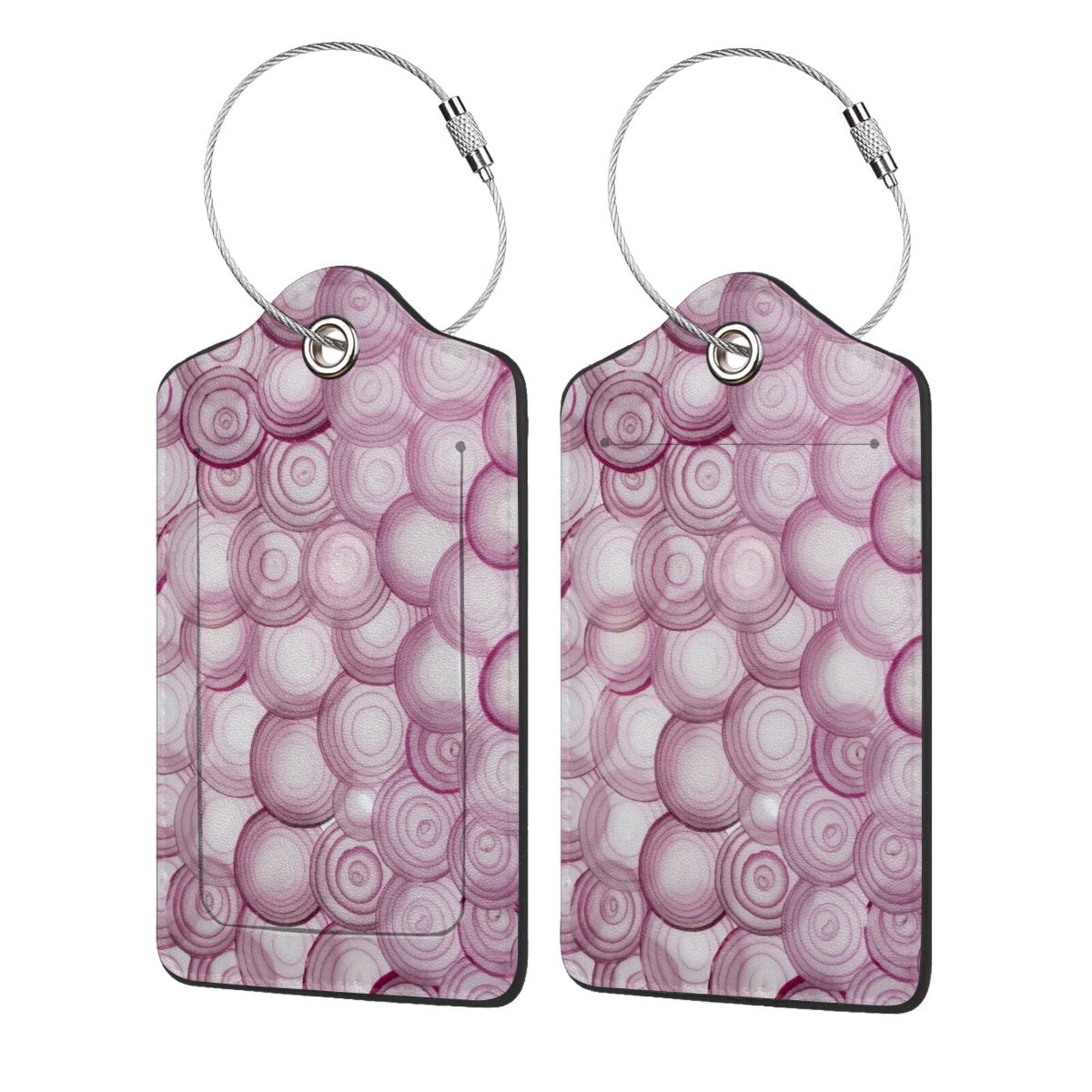 Slice Red Onion Rings Pattern Luggage Tags for Suitcase PU Privacy ...
