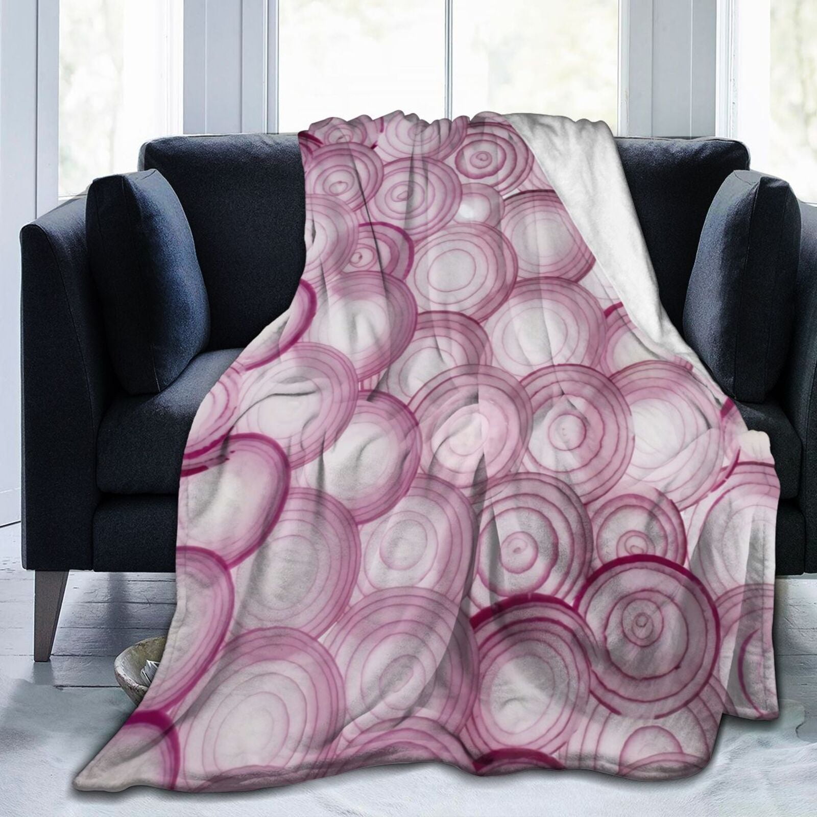 Slice Red Onion Rings Pattern Throw Blanket Soft Cozy Warm Durable ...