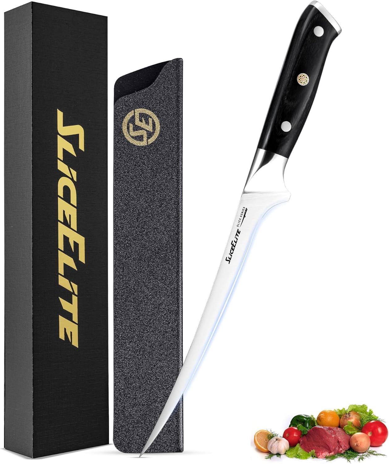 Slice Series 7.5 Inch Fillet Knife – High Carbon German Steel Boning Knife with Ergonomic ...