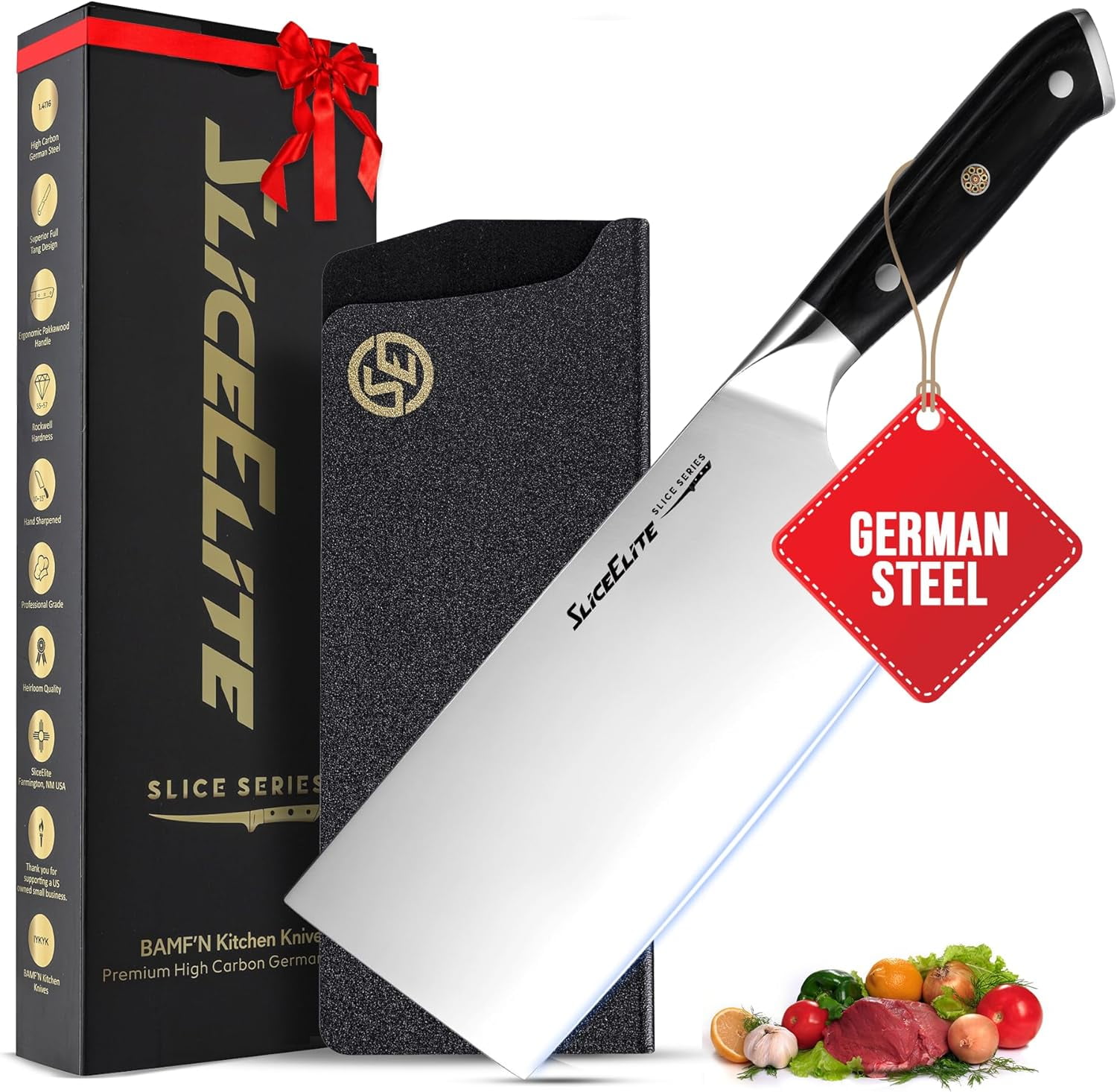 Slice Series 7-Inch Cleaver Knife – High Carbon German Steel Blade with ...