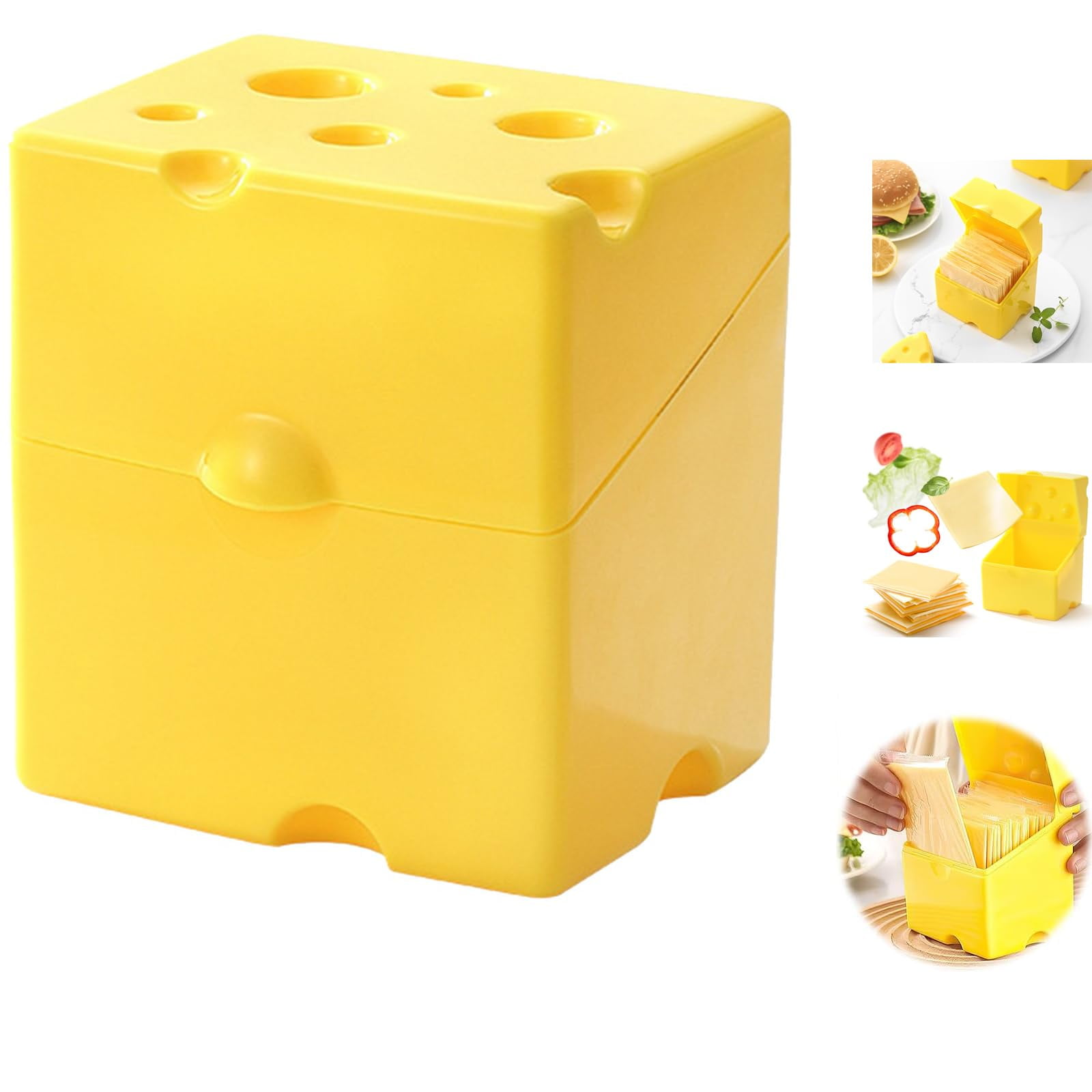 Sliced Cheese Storage Container with Flip Lid, Cow Cheese Slice Crisper ...