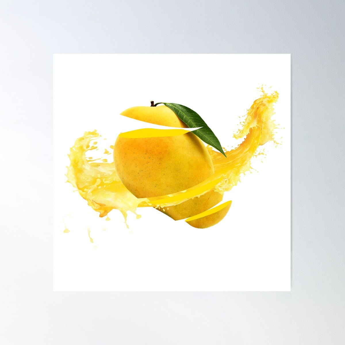 Sliced Mango Juice Poster Wall Art, Modern Wall Decor For Living Room ...