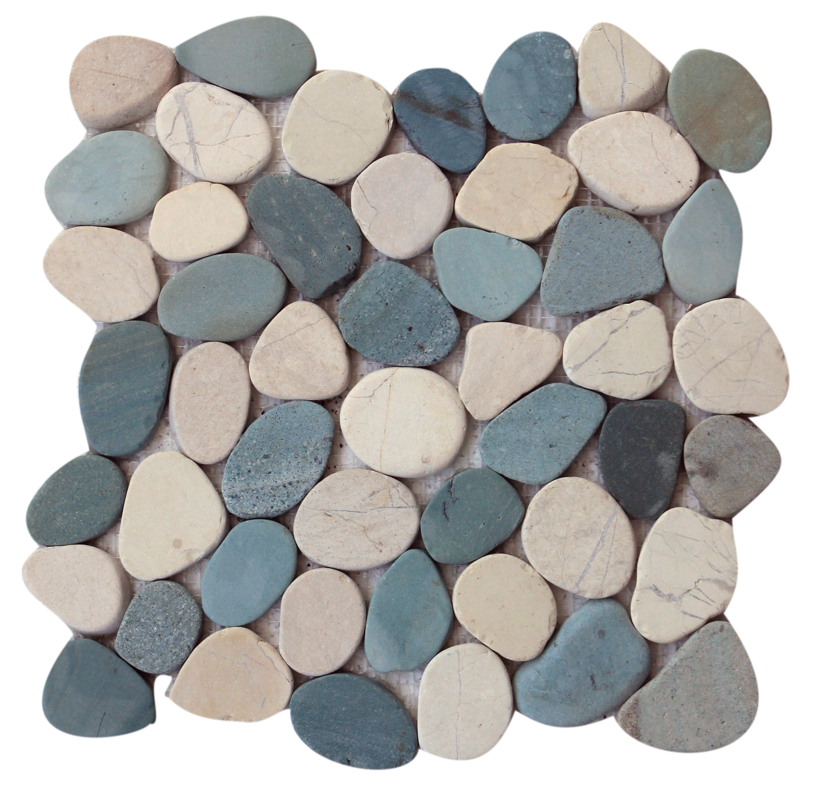 Sliced White and Turquoise Sea Pebbles Tile from Indonesia 12"x12 ...