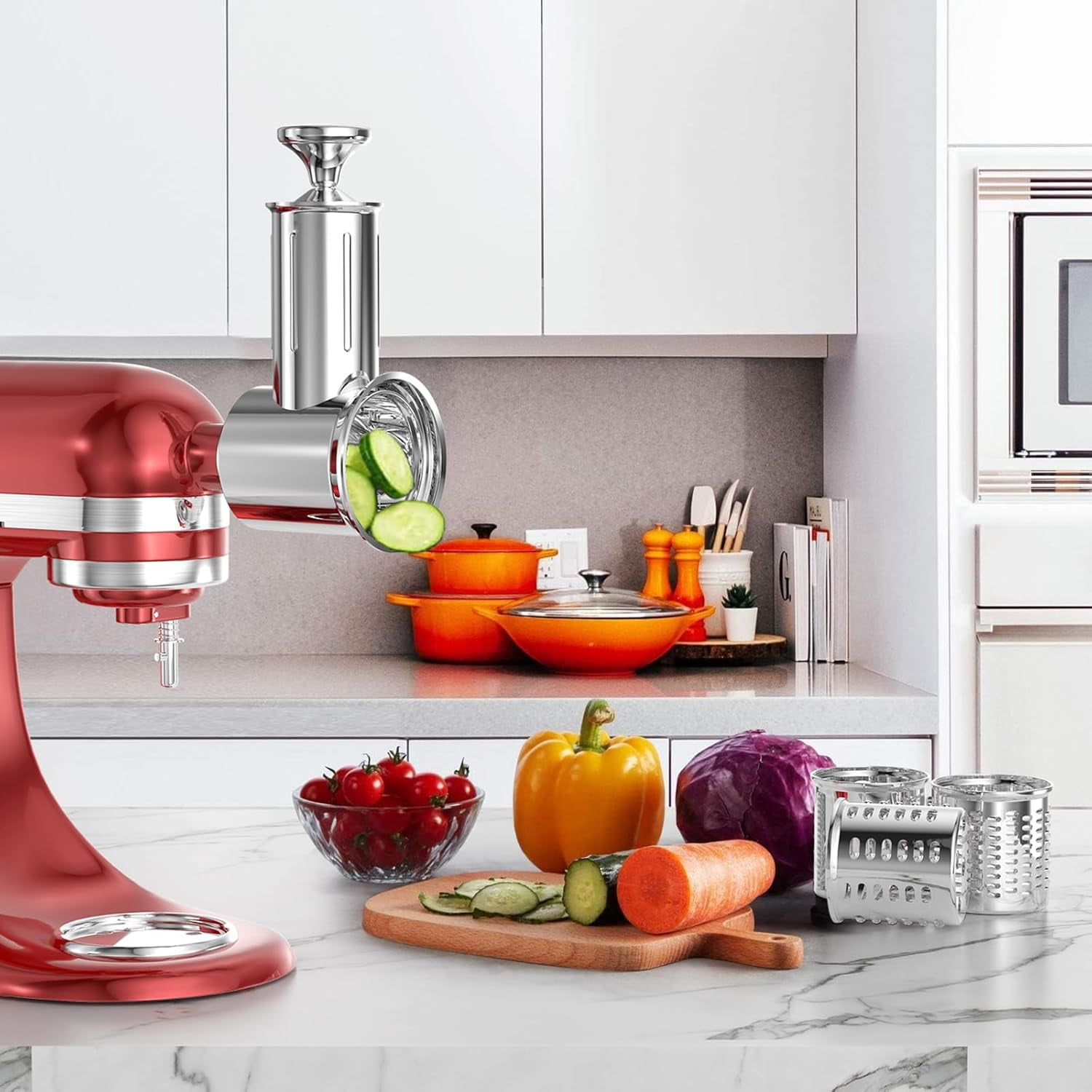 Slicer Shredder Attachment for Stand Mixer with 4 Blades, Cheese Grater ...