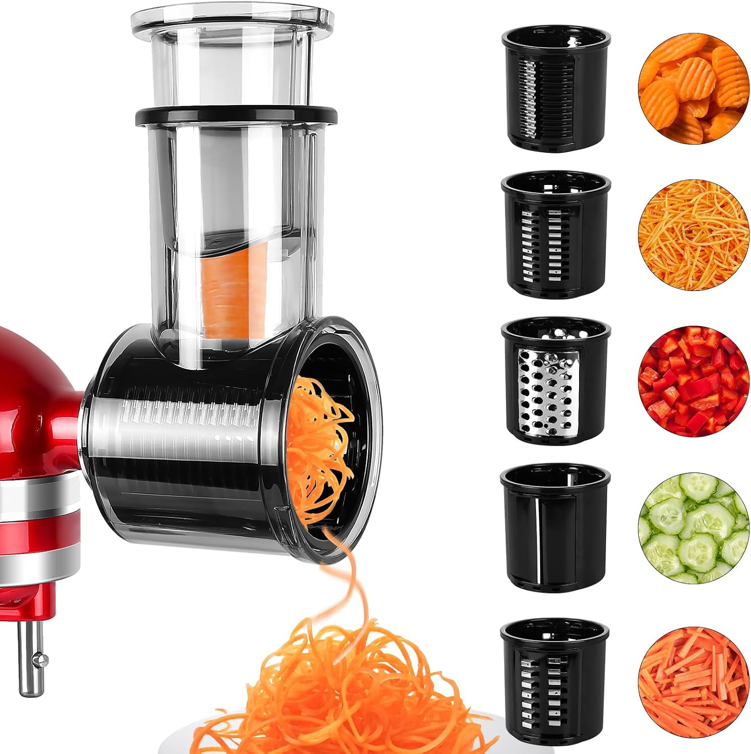 Slicer Shredder Attachment for KitchenAid Mixer - 5 Blade Cheese Grater ...