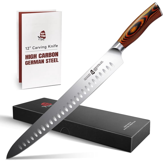Slicing Knife 12 inch - Granton Carving Knives Hollow Ground Meat ...