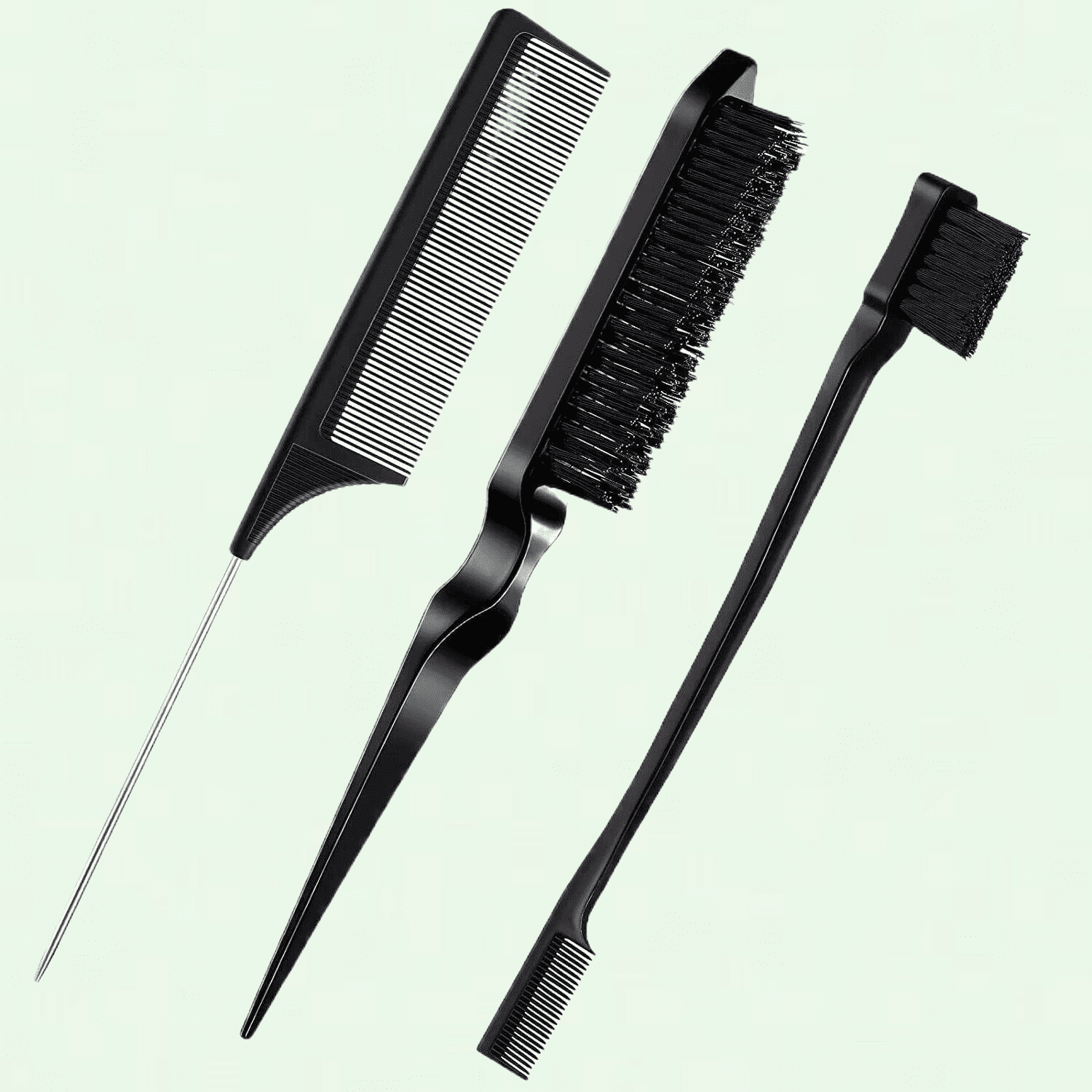 Slick Back Hair Brush Set, 3-Piece Bristle Hair Brush and Comb Kit for ...