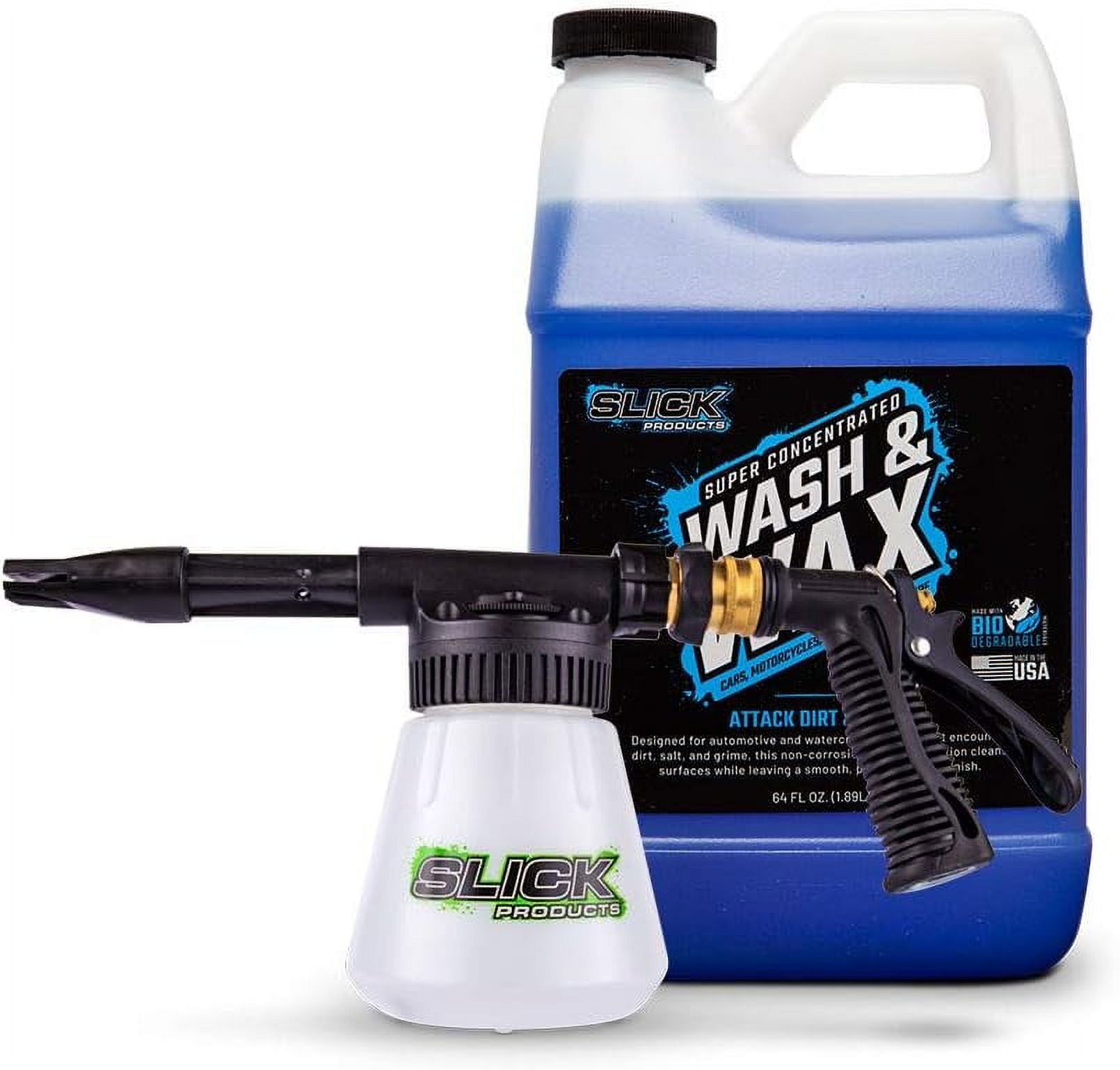 Slick Products Wash & Wax (64 oz.) + Garden Hose Foam Gun Bundle ...