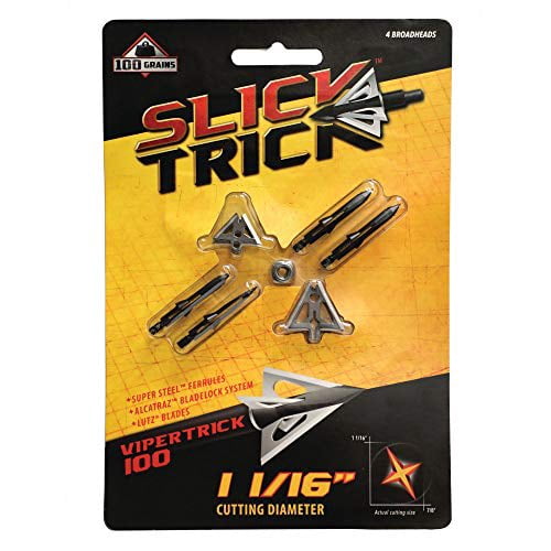 Slick Trick ViperTrick 100 Grain Broadheads 4-Pack, 1 1/16" Cutting ...
