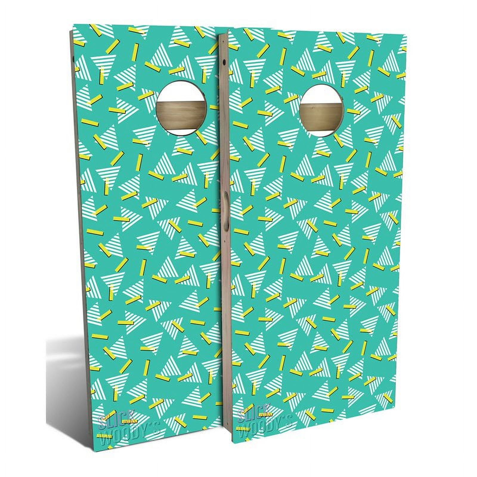 Slick Woody's Backyard 80S Retro Cornhole Board Set with 8 Bags in Teal ...