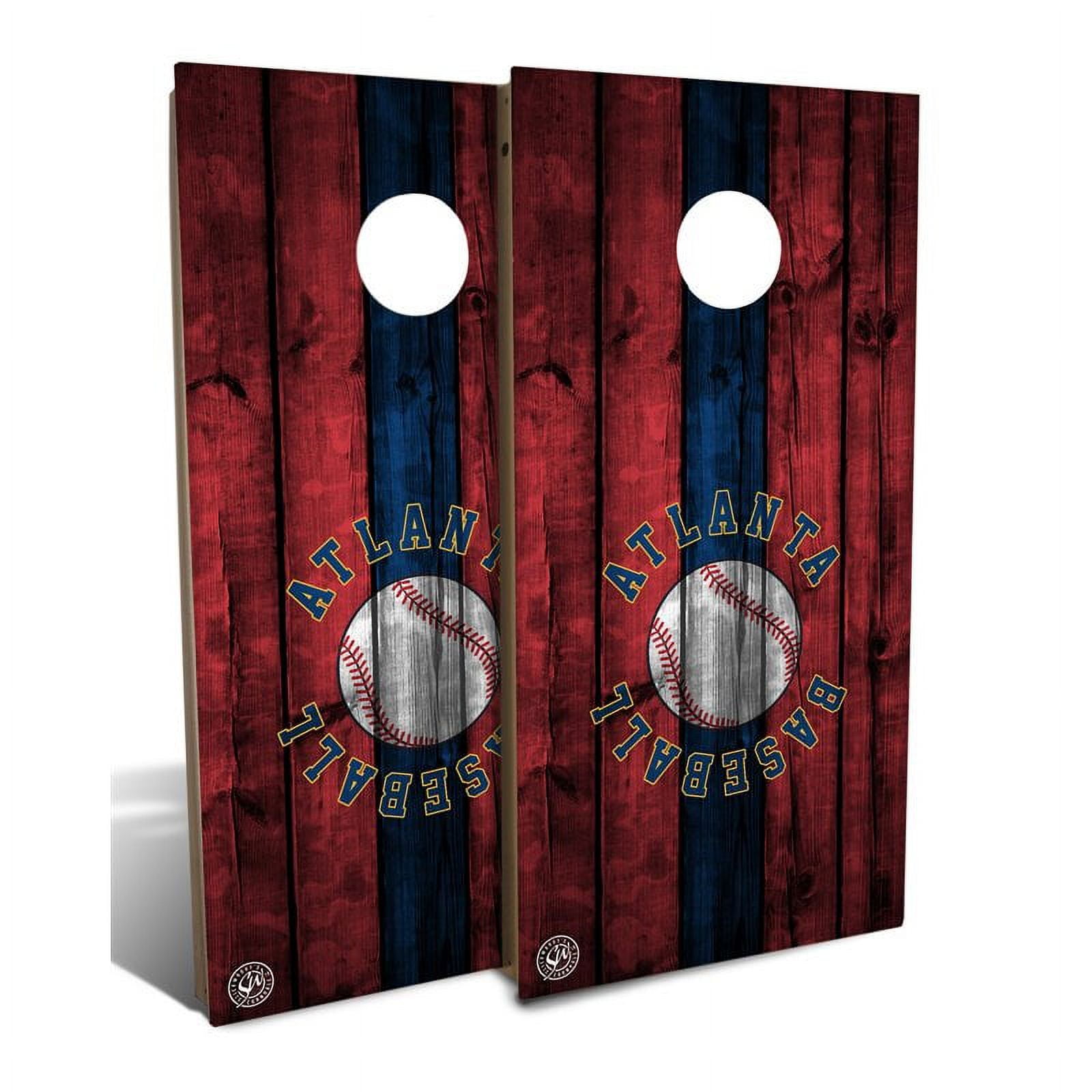 Slick Woody's Backyard Atlanta Baseball Cornhole Board Set in Red (8 ...