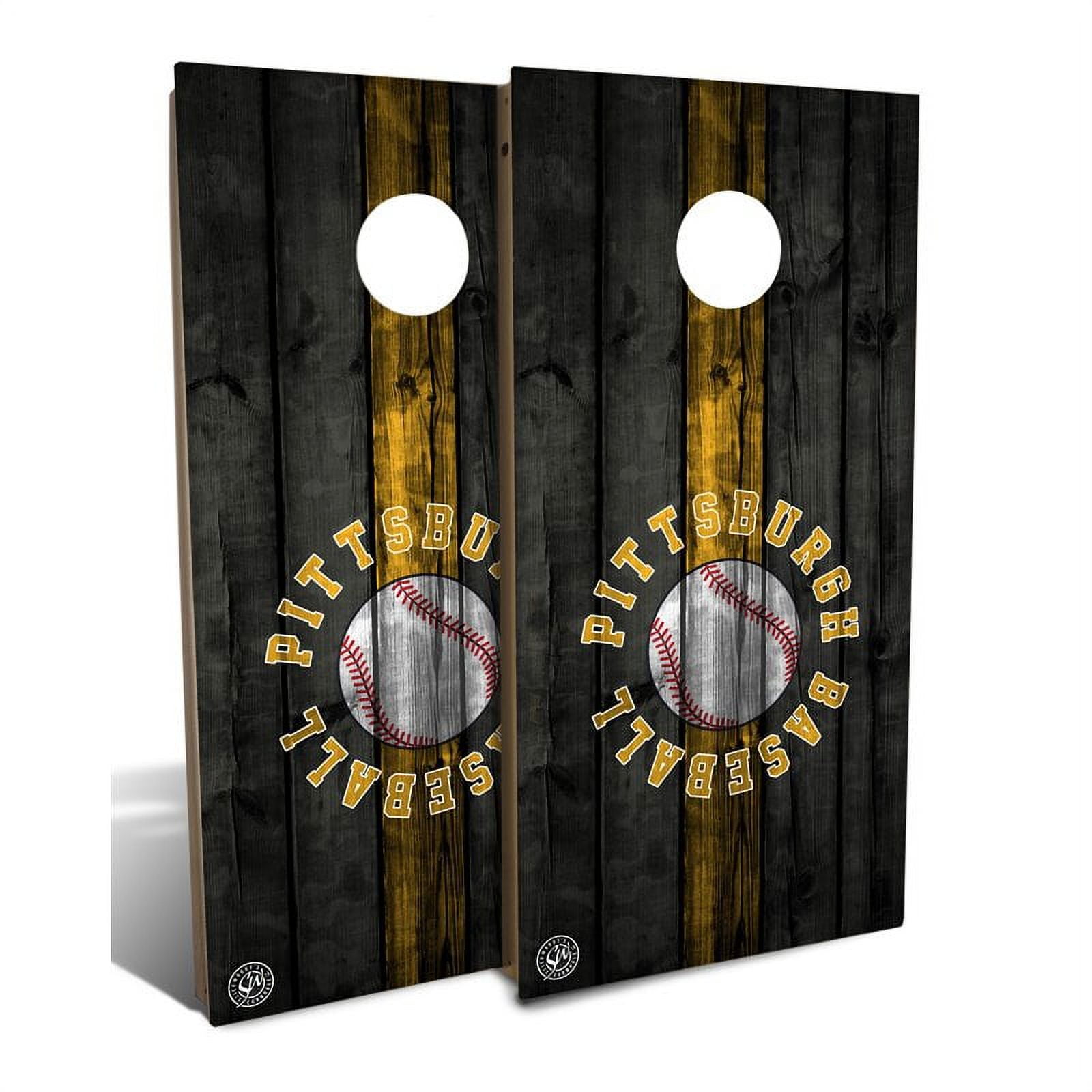 Slick Woody's Backyard Pittsburgh Baseball Cornhole Board Set in Black ...