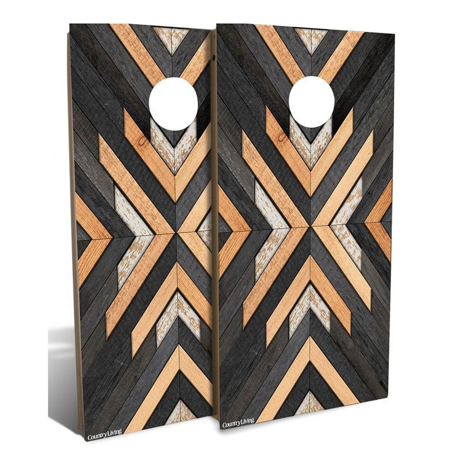 Slick Woody's Country Living Black Weathered Chevron Backyard Cornhole ...